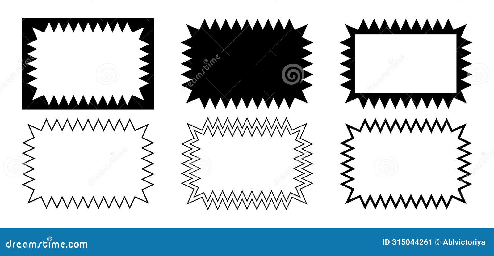 Set of Picture or Mirror Rectangle Frames with Zigzag Borders ...