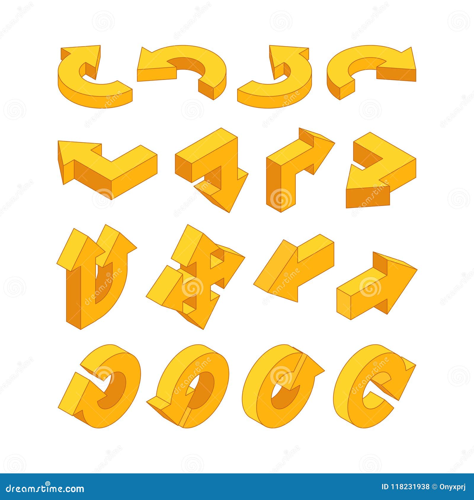 Set Pictures of Isometric Arrows in Various Direction Stock Vector ...