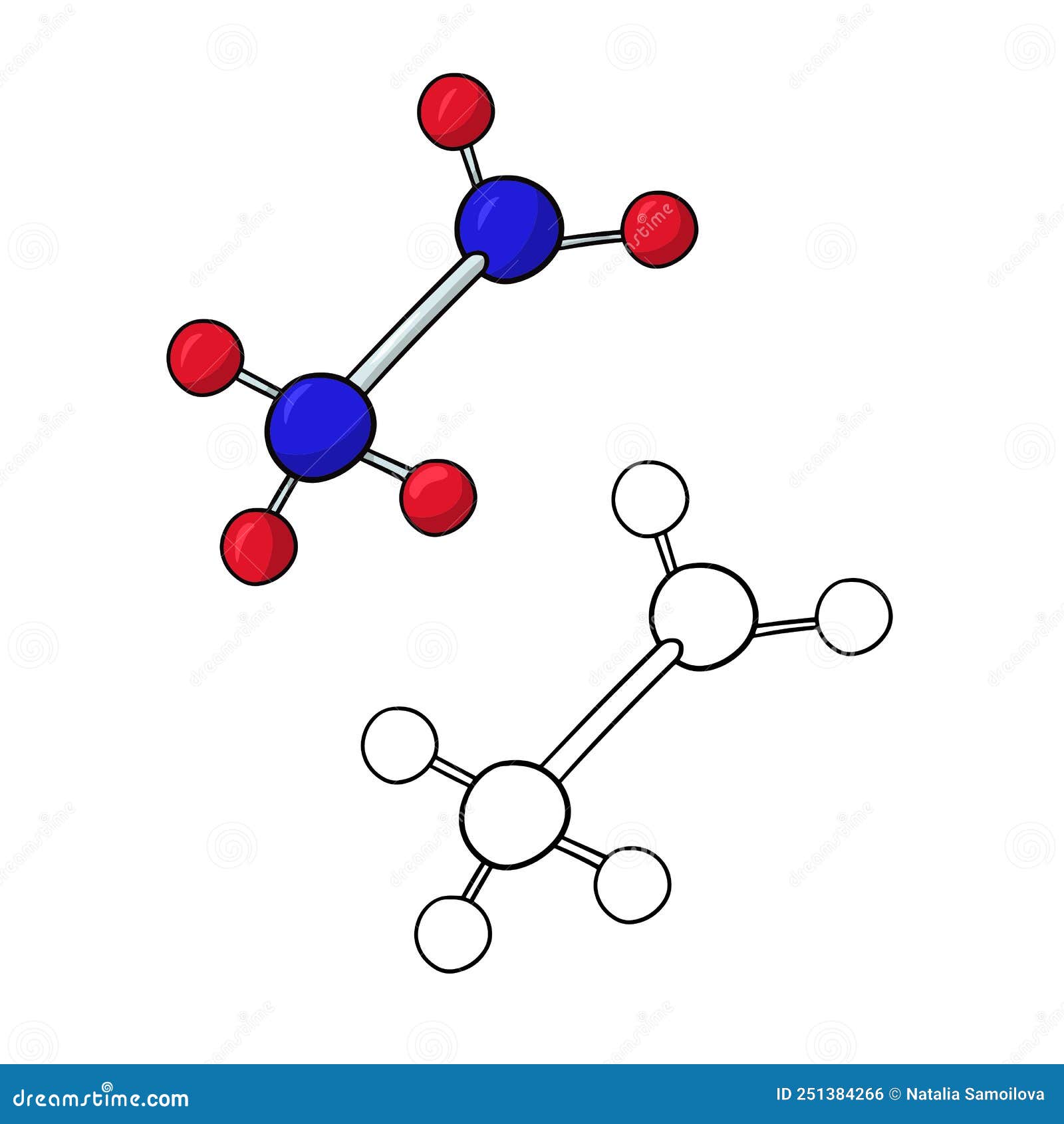 A Set of Pictures, a Simple Diagram of the Structure of a Molecule, a ...