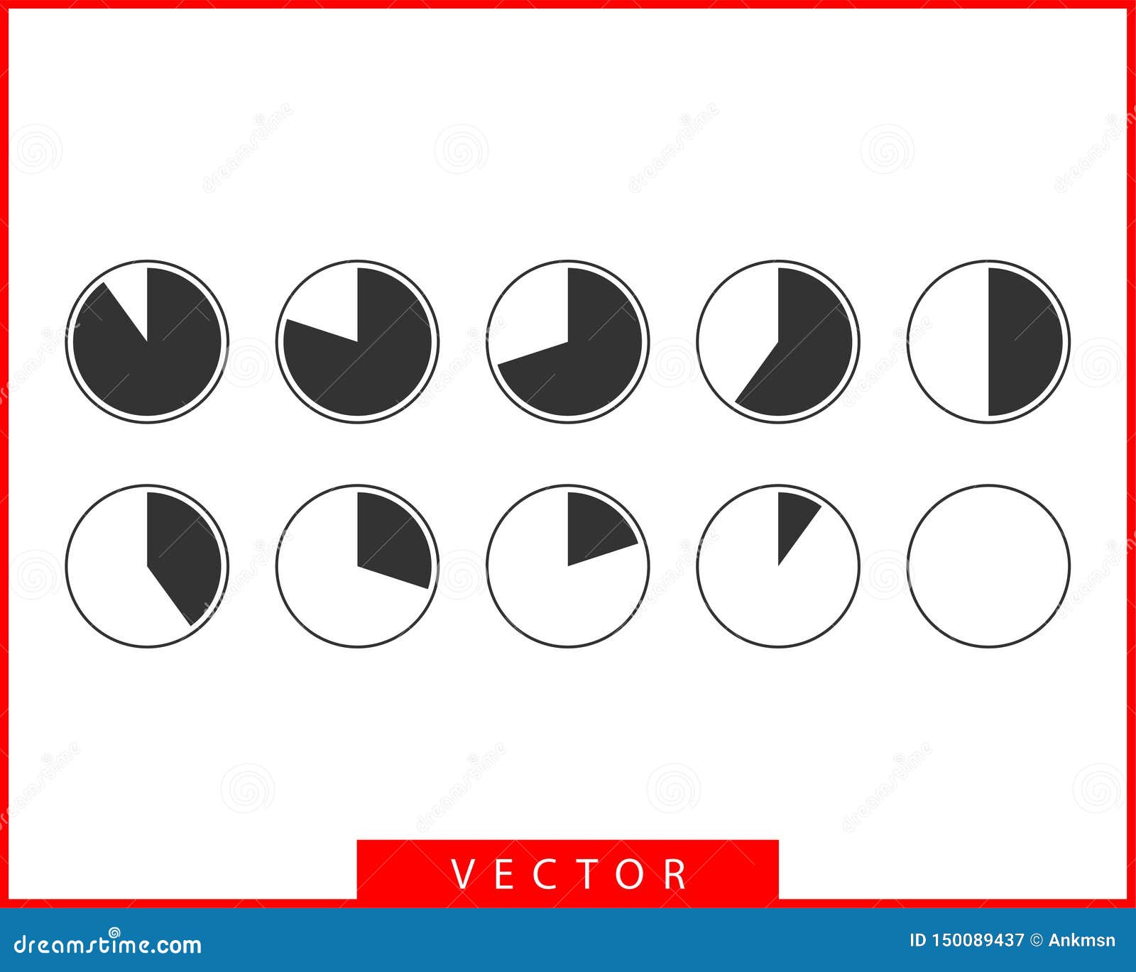 Set Pie Chart Icons. Circle Diagram Vector. Collection Charts Graphs ...