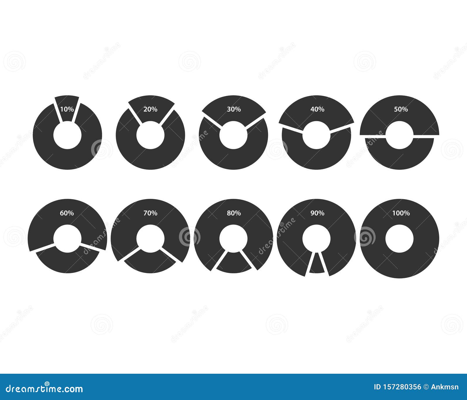 Set Pie Chart Icons. Circle Diagram Vector. Collection Charts Graphs ...