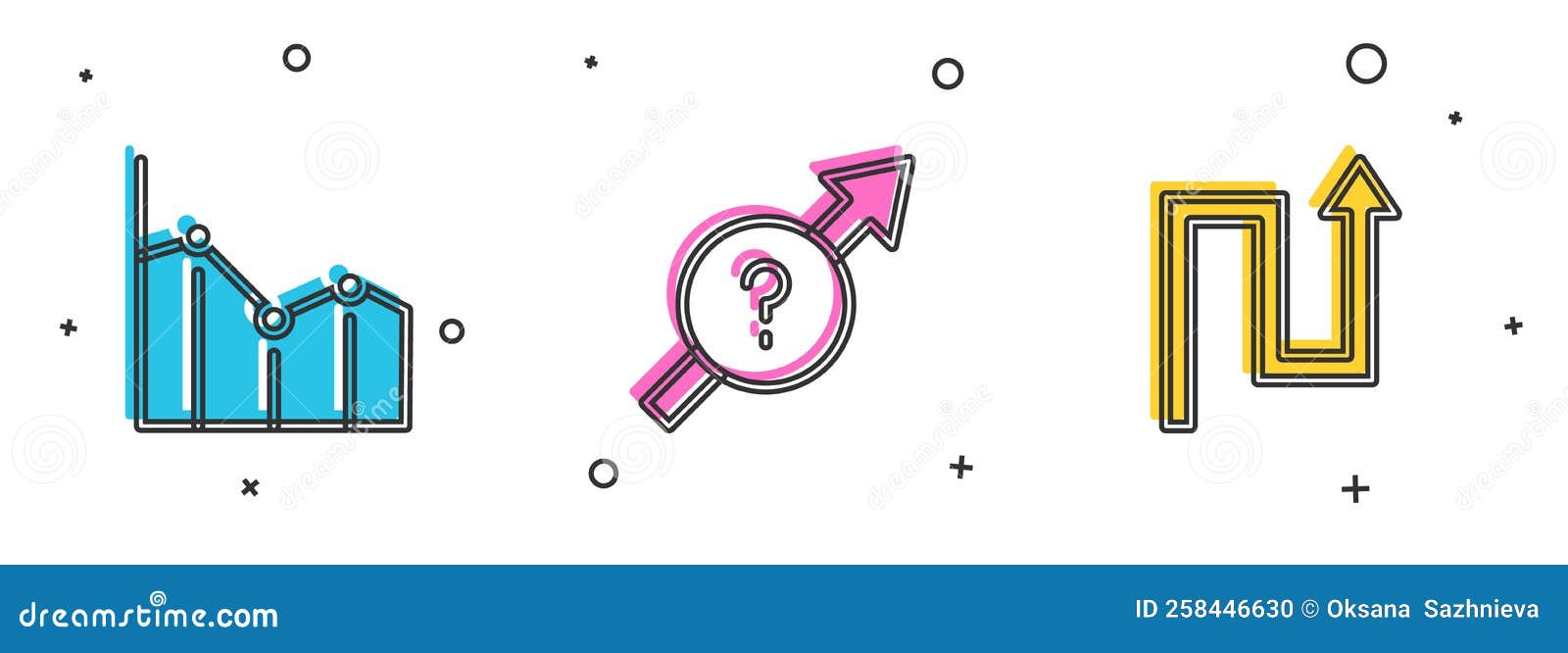 Set Pie Chart Infographic, Arrow and Icon. Vector Stock Illustration ...