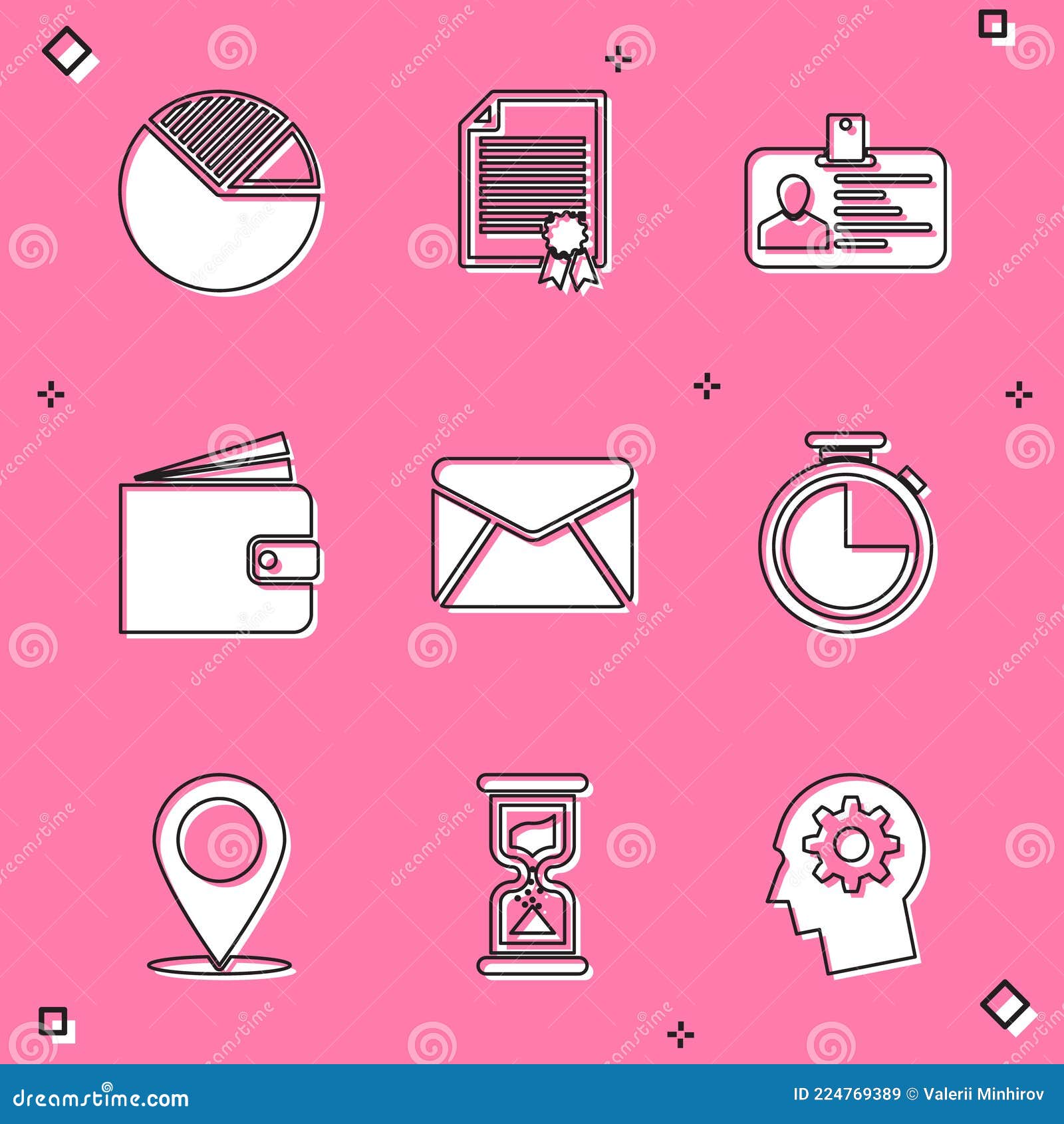 Set Pie Chart Infographic, Certificate Template, Identification Badge ...