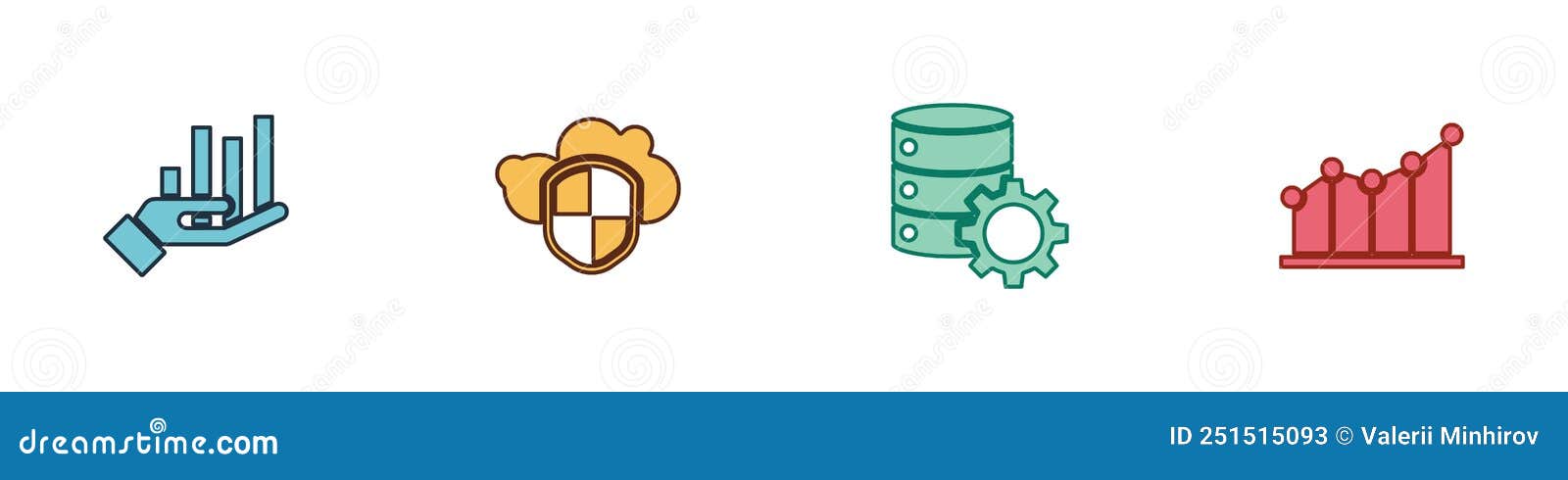 Set Pie Chart Infographic, Cloud and Shield, Server Gear and Icon. Vector Stock Illustration ...