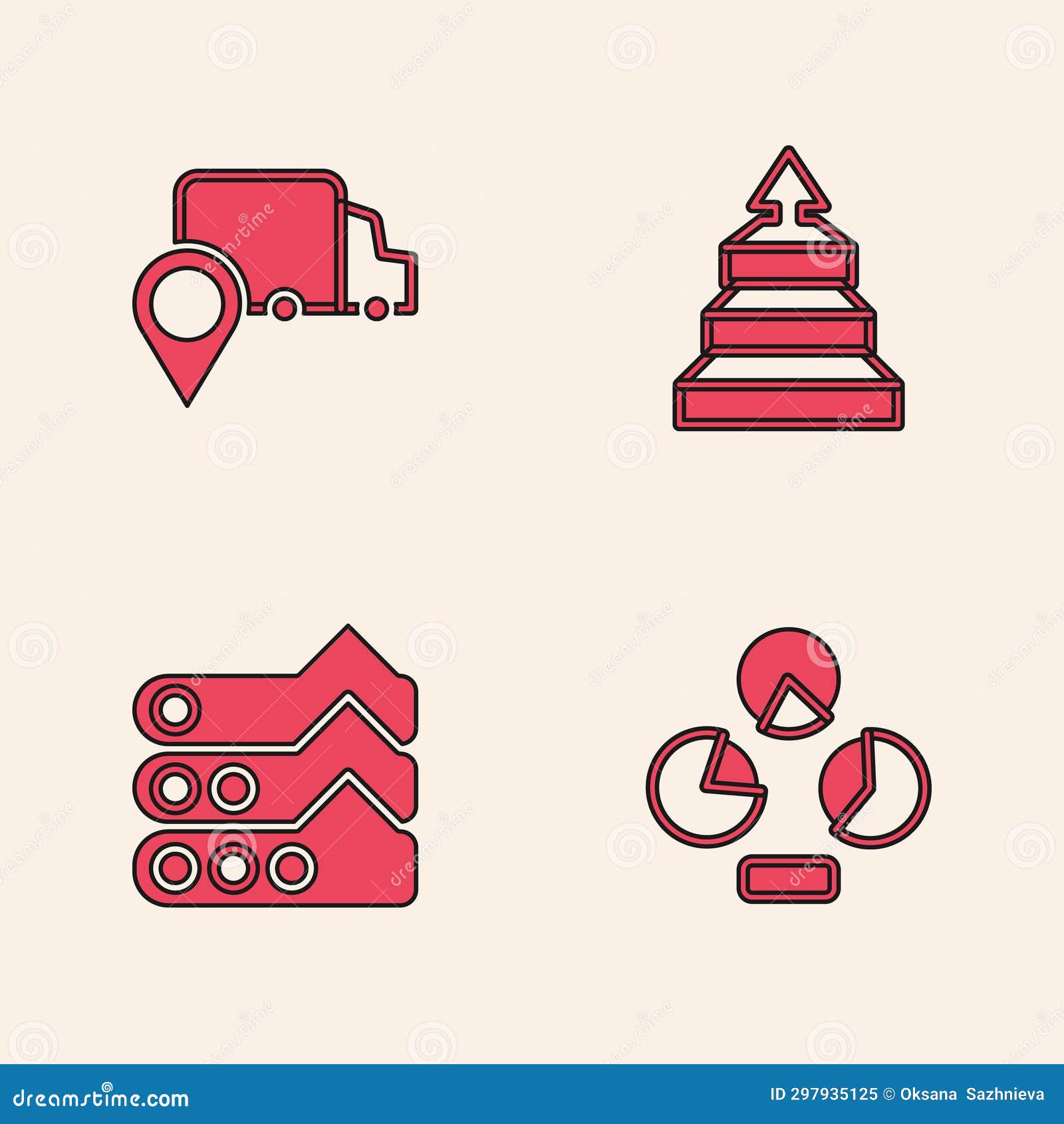 Set Pie Chart Infographic, Delivery Tracking, Pyramid Infographics and ...