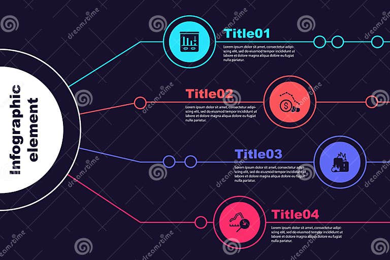 Set Pie Chart Infographic, Dollar Rate Decrease, Fire Burning House and Global Economic Crisis ...