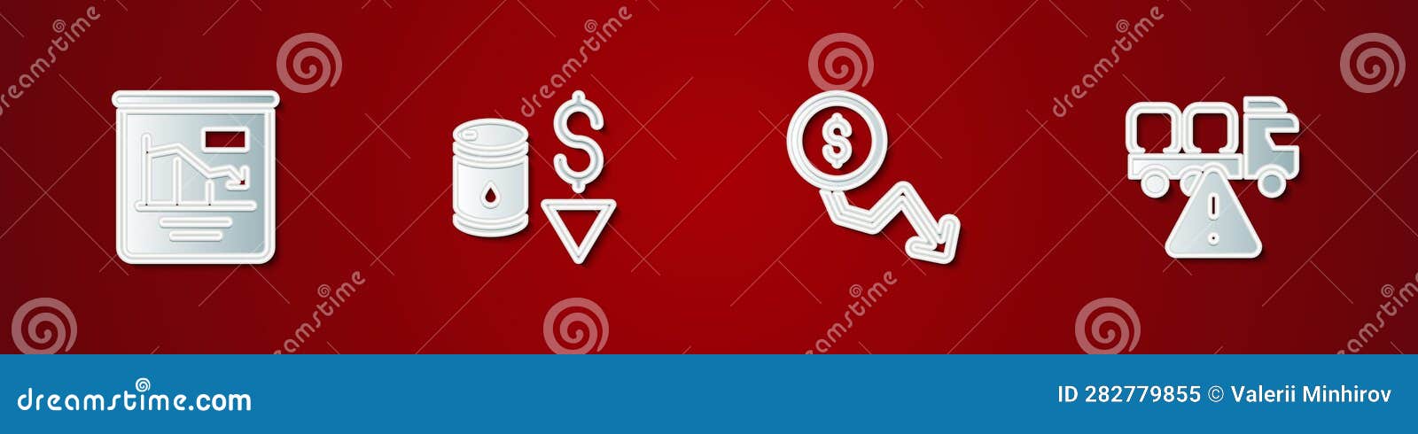Set Pie Chart Infographic, Drop Crude Oil Price, Dollar Rate Decrease and Stop Delivery Cargo ...