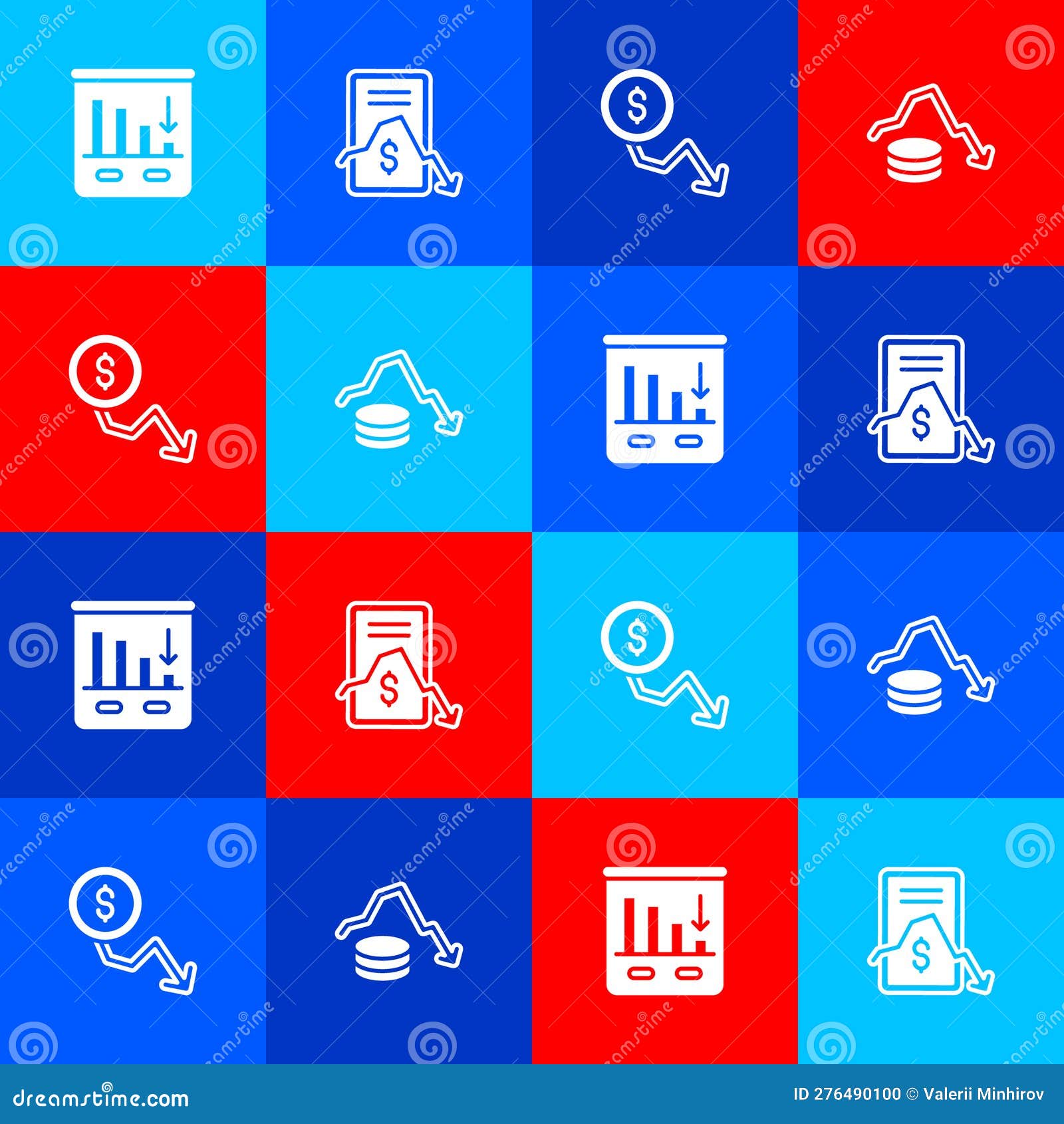 Set Pie Chart Infographic, Mobile Stock Trading, Dollar Rate Decrease and Icon. Vector Stock ...