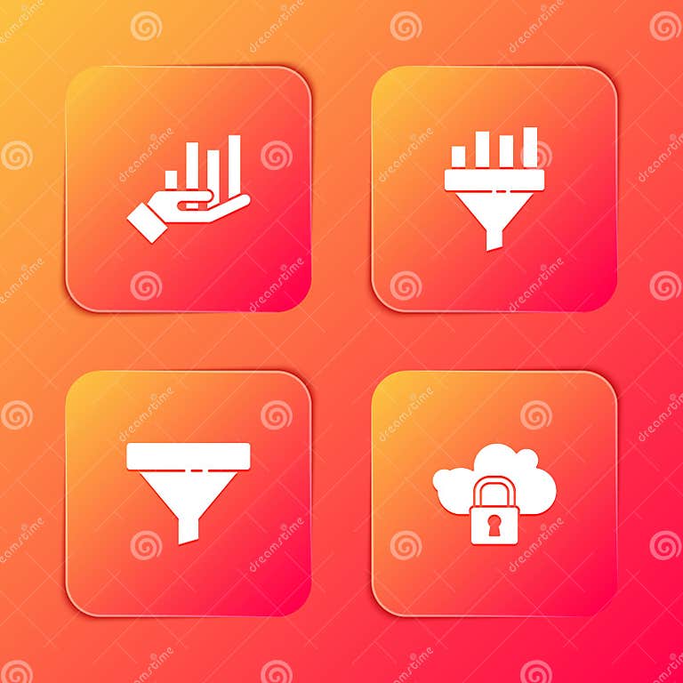 Set Pie Chart Infographic, Sales Funnel with, and Cloud Computing Lock Icon. Vector Stock ...