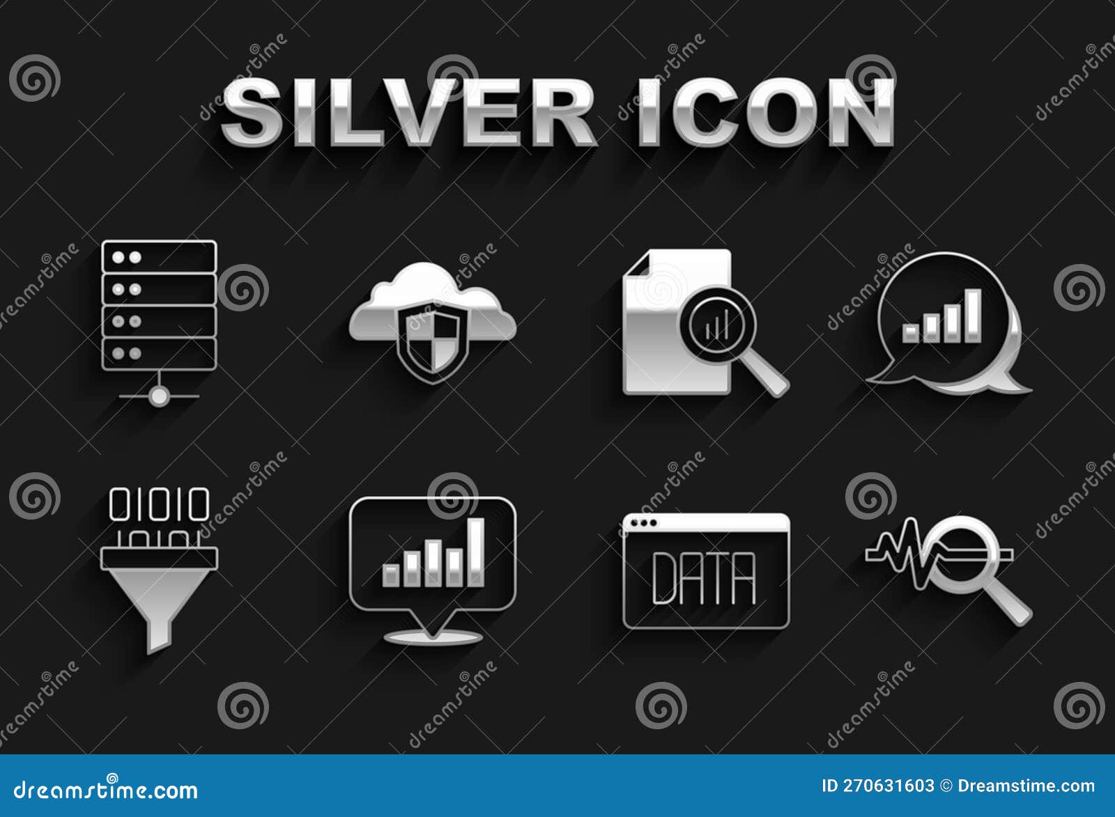 Set Pie Chart Infographic, Search Data Analysis, Data, Binary Code, Document with, Server and ...