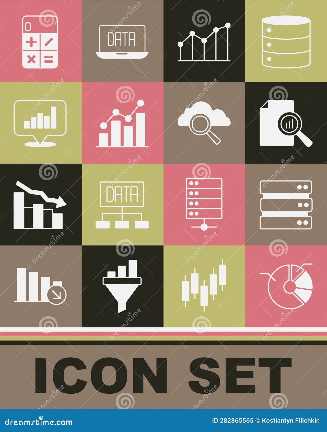 Set Pie Chart Infographic, Server, Document with, Calculator and Search ... Set Pie Chart Infographic, Server, Document with, Calculator and Search ...