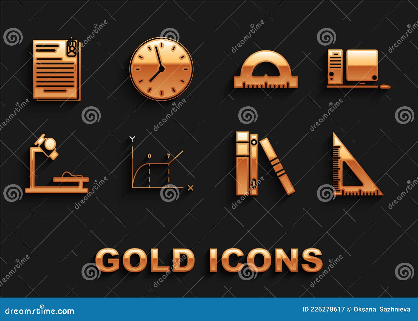 Set Pie Chart Infographic, Triangular Ruler, Office Folders Papers ...