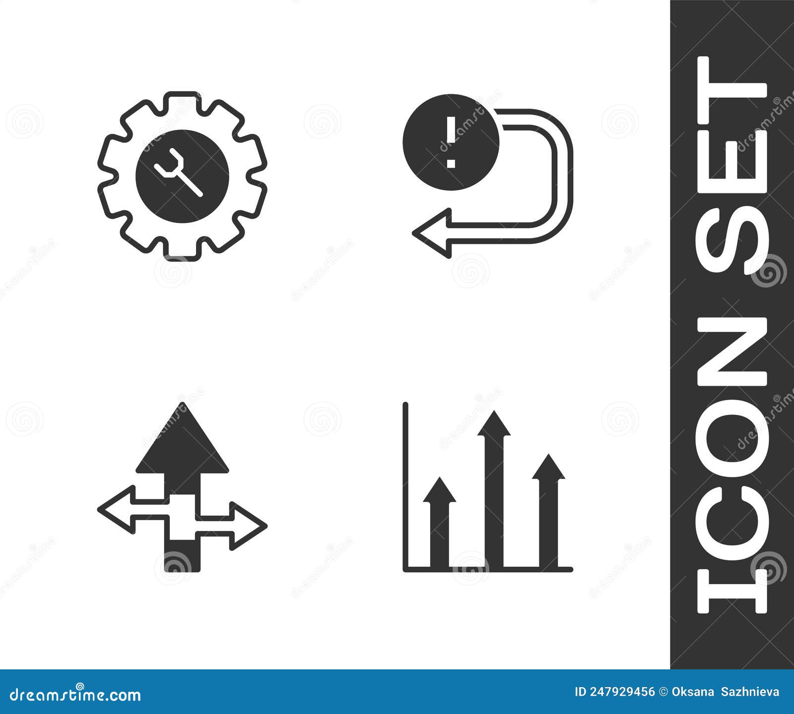 Set Pie Chart Infographic, Wrench and Gear, Arrow and Icon. Vector Stock Vector - Illustration ...