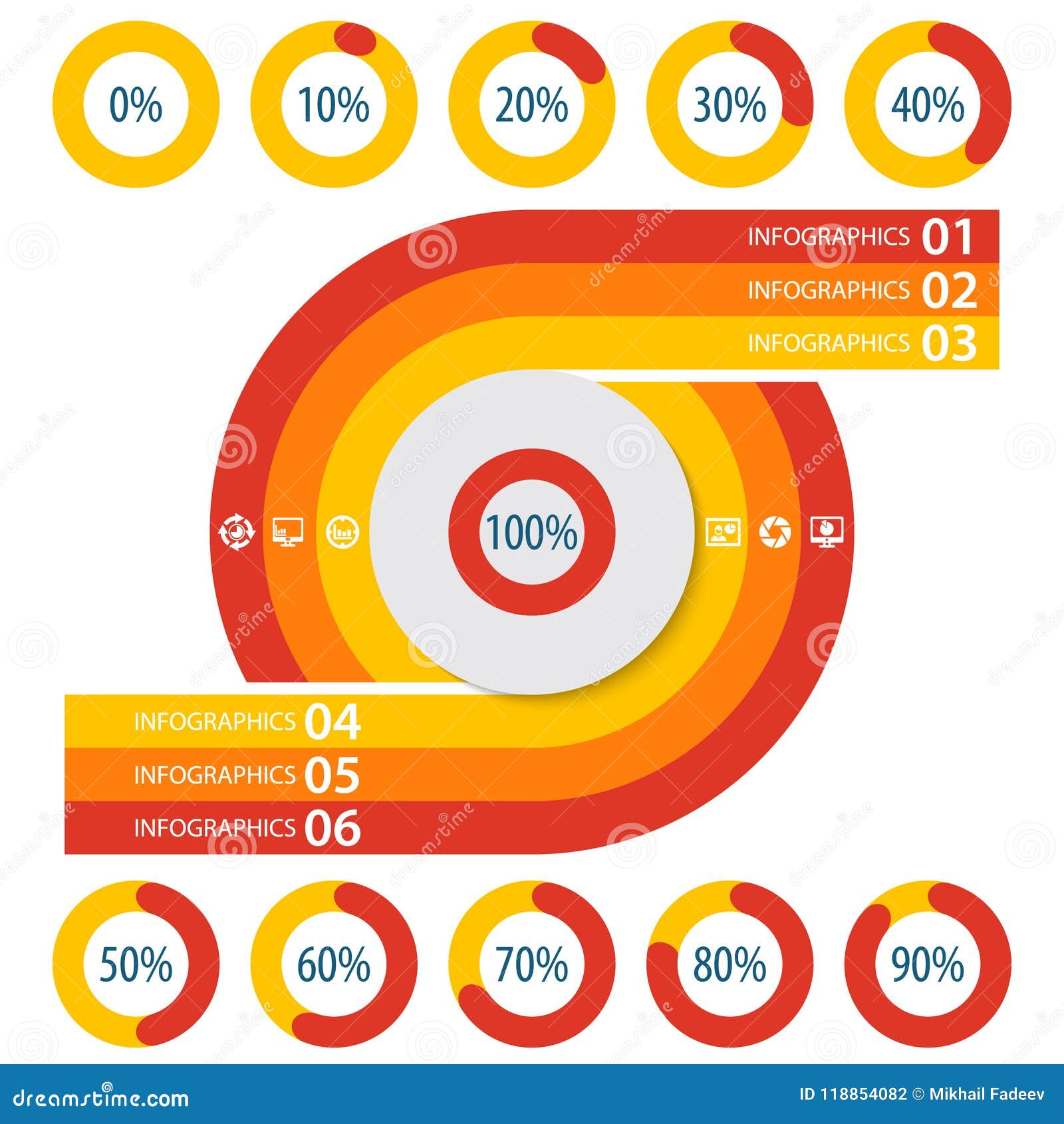 Set of Pie Charts for Business Infographics.Progress Bar for Web Design ...