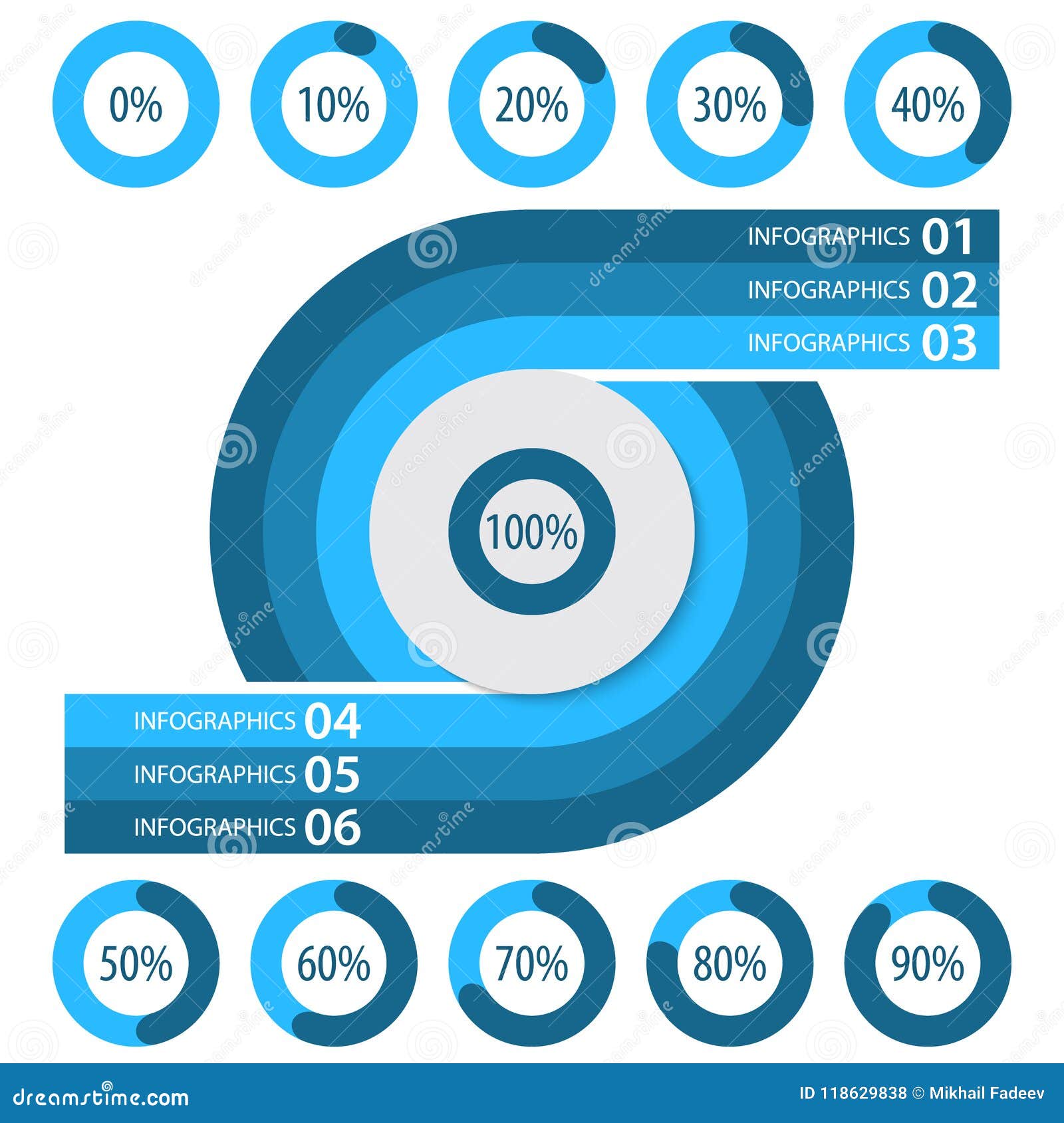 Set of Pie Charts for Business Infographics.Progress Bar for Web Design ...