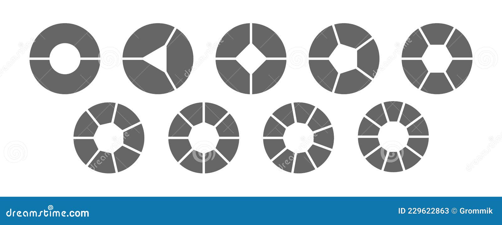 Set of Pie Charts for 2,3,4,5,6,7,8,9,10 Steps or Sections. a Template ...