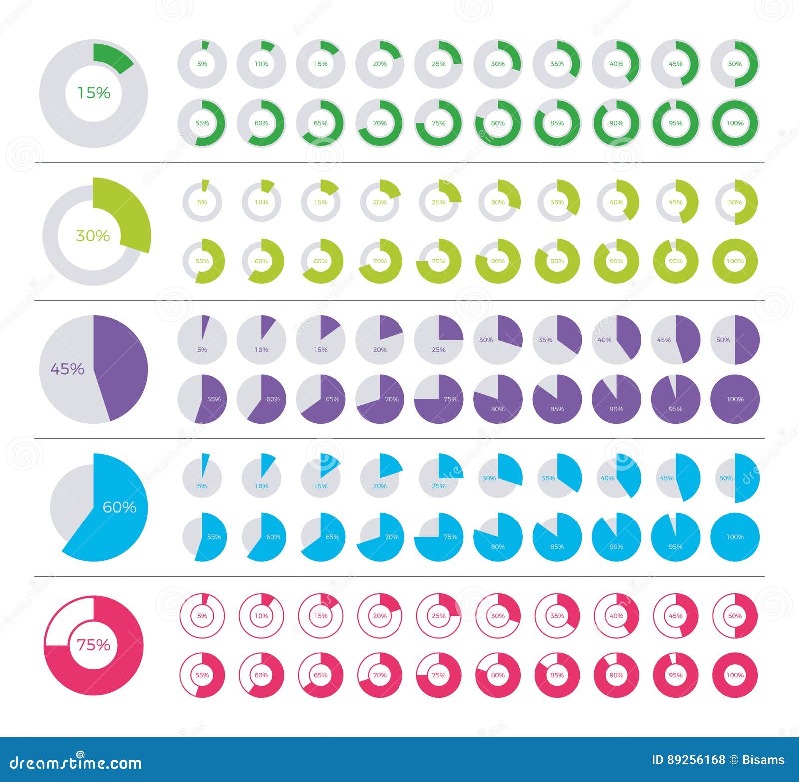 Set of Pie Diagram Elements. Stock Vector - Illustration of elements ...