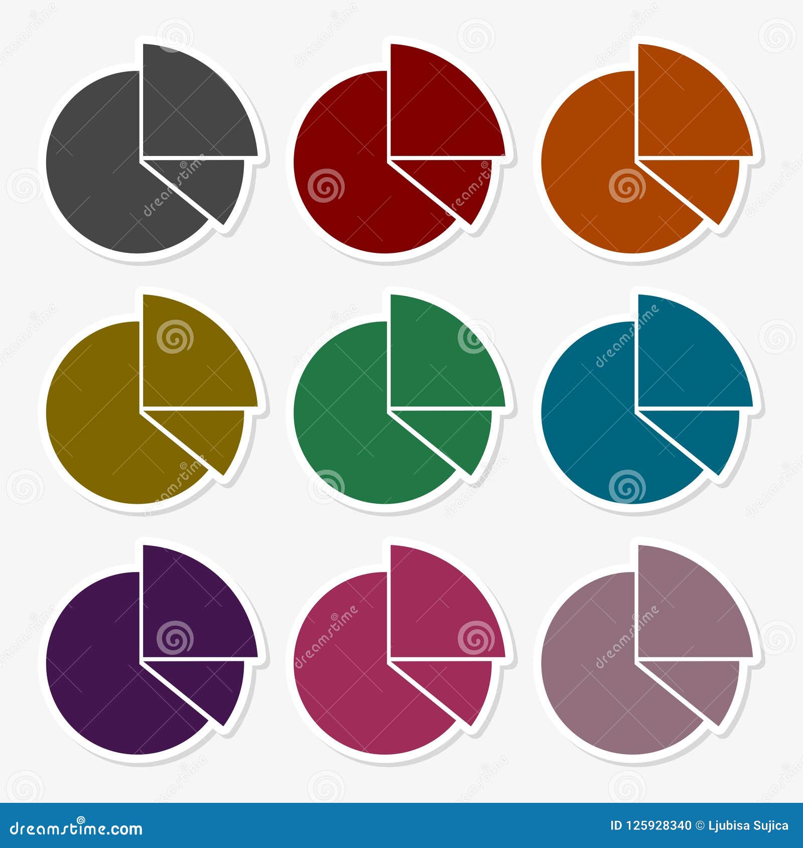 Set of pie graphic chart stock vector. Illustration of demographic ...