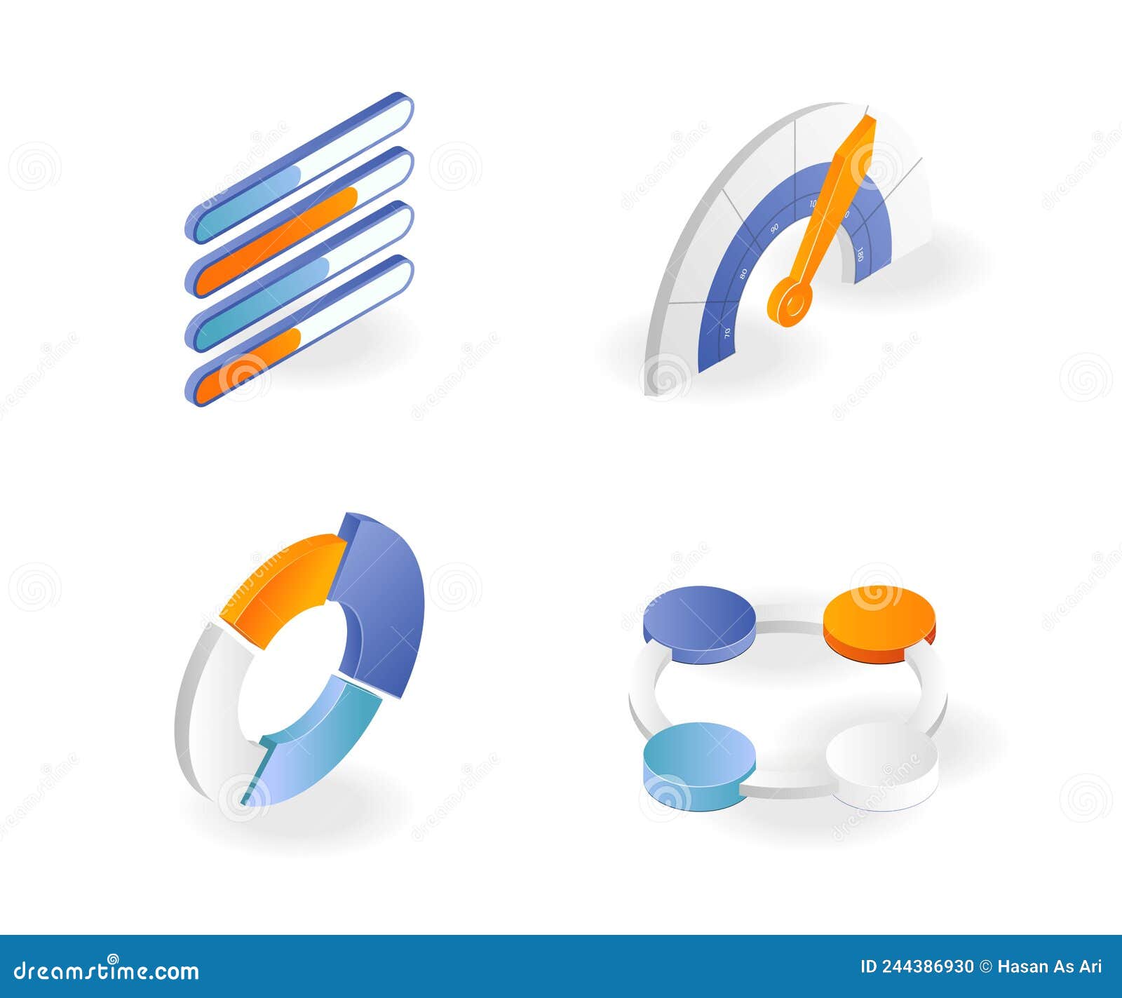 A Set of Pie Icons and Bar Graph Rpm Analysis Stock Vector ...