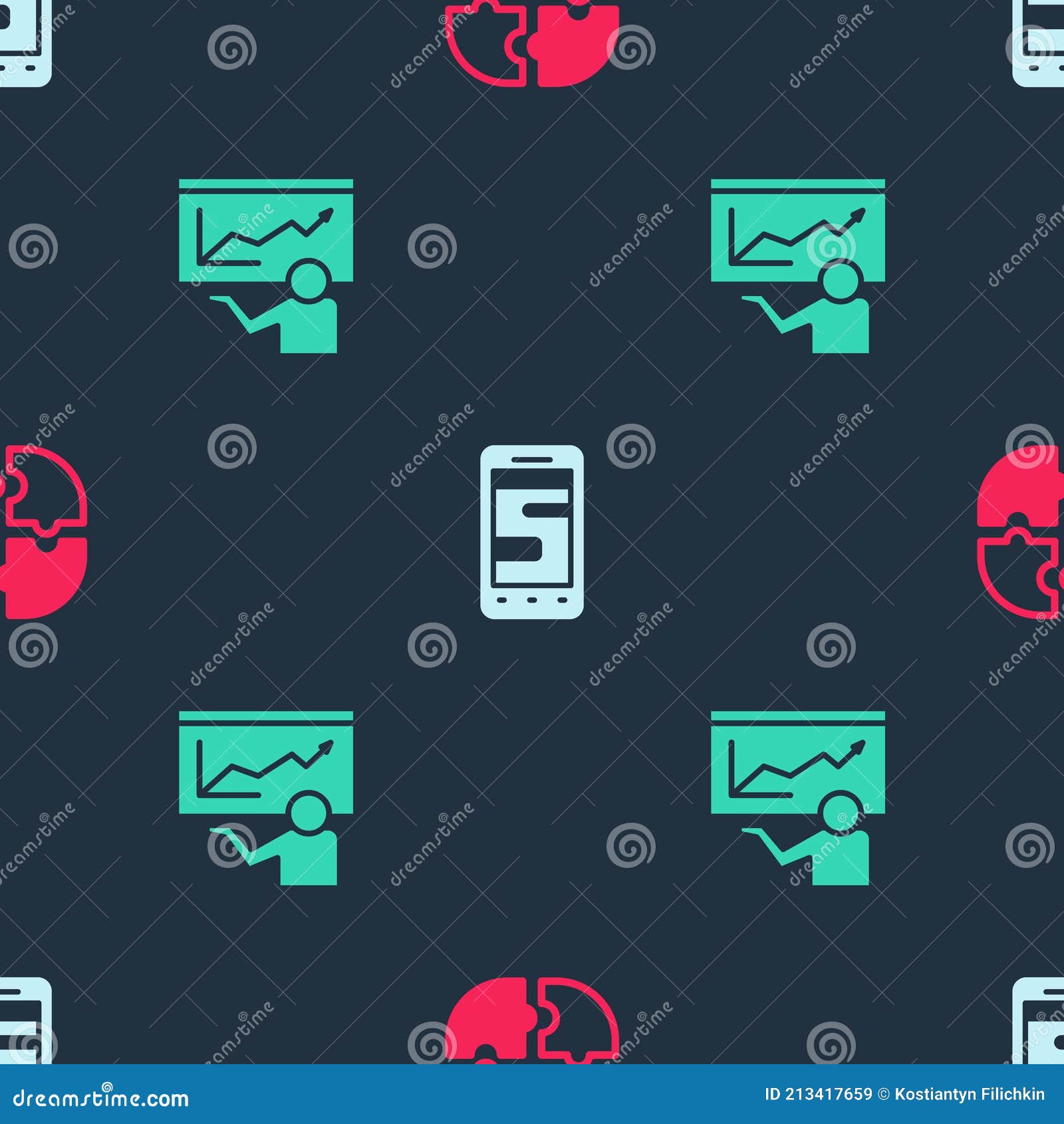 Set Piece of Puzzle, Chat Messages on Phone and Training, Presentation ...