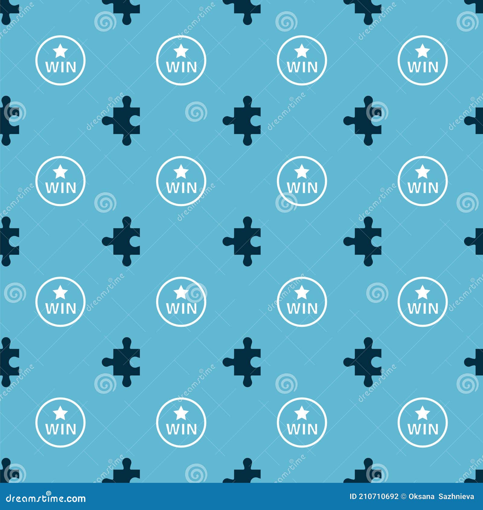 Set Piece of Puzzle and Medal on Seamless Pattern. Vector Stock Vector ...