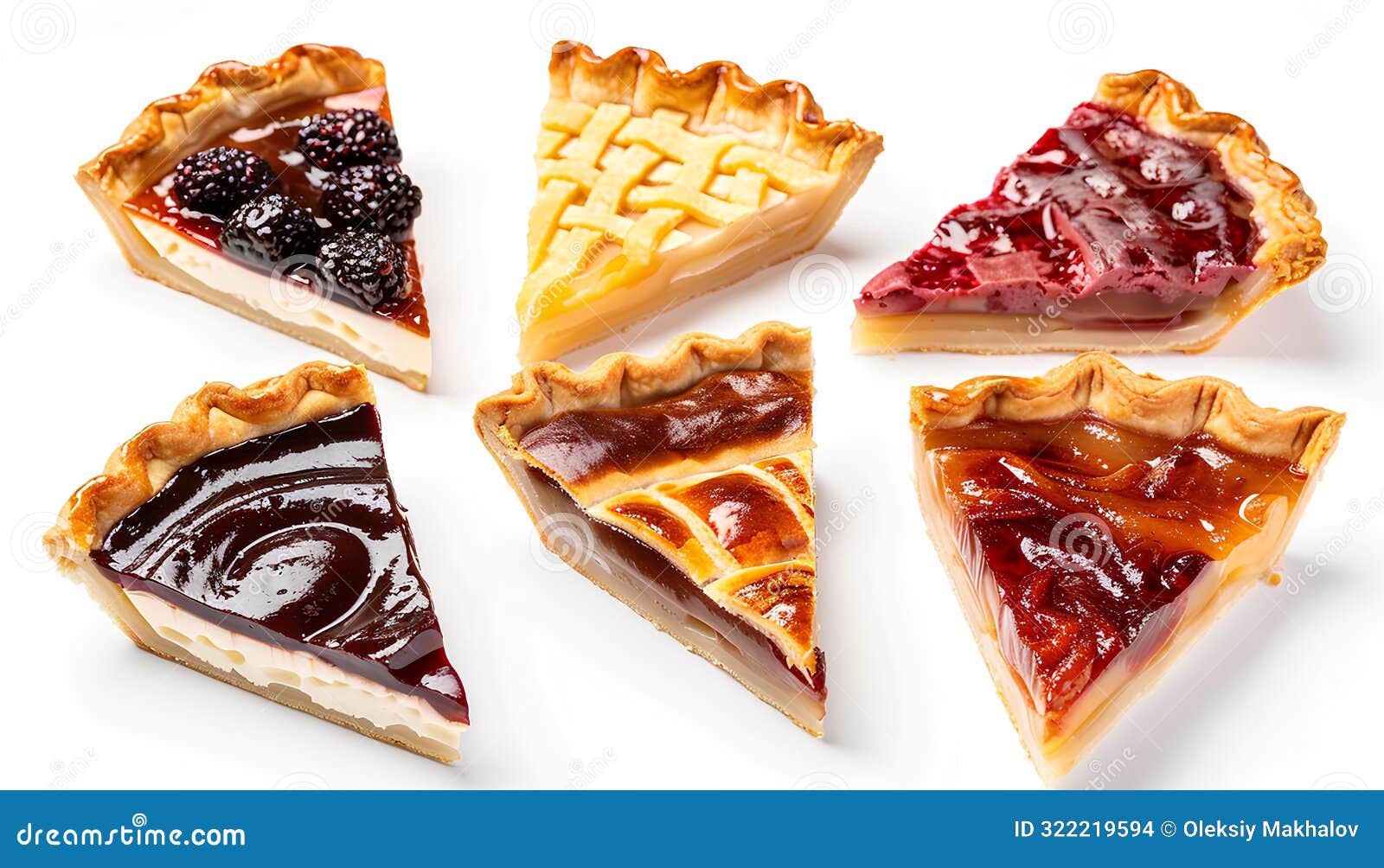 Set of Pieces of Different Tasty Pies on White Background Stock ...