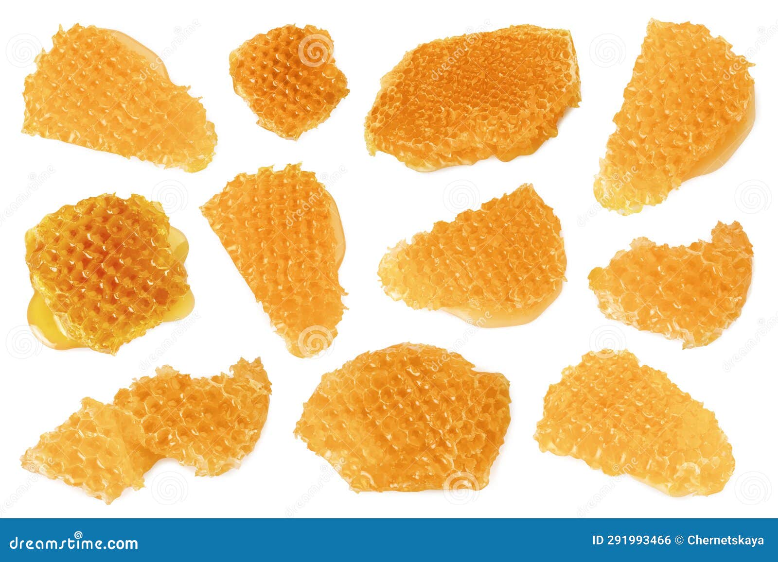 Set with Pieces of Honeycomb Isolated on White Stock Photo - Image of ...