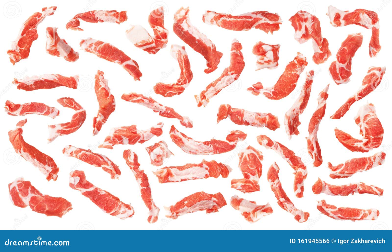 Set of Pieces of Meat Isolated Stock Photo - Image of isolated, cooking ...