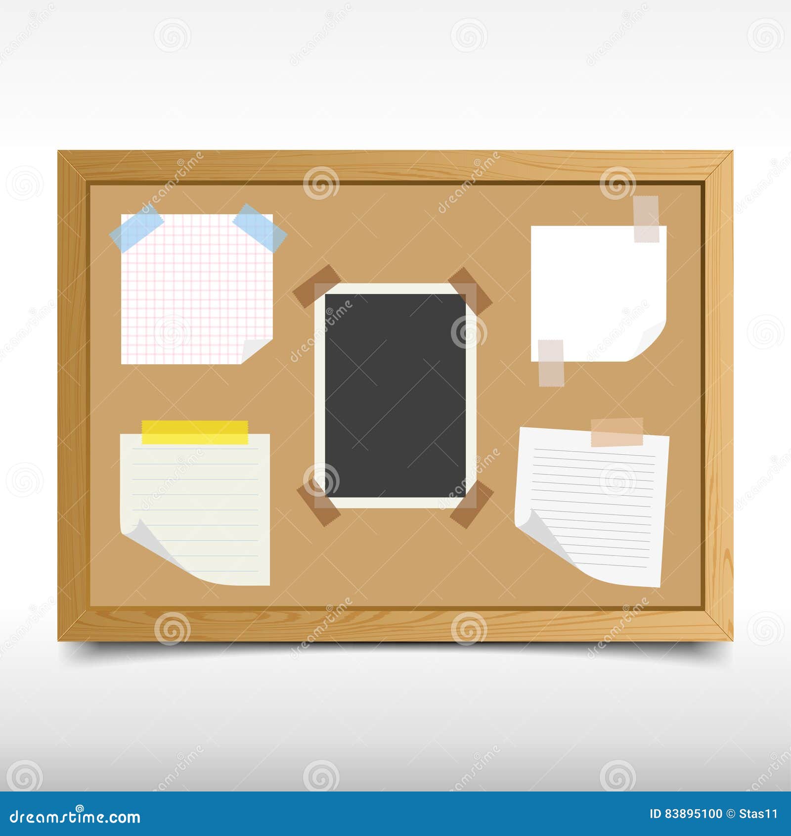 Set Pieces of Paper Notebook on the Board Stock Illustration ...