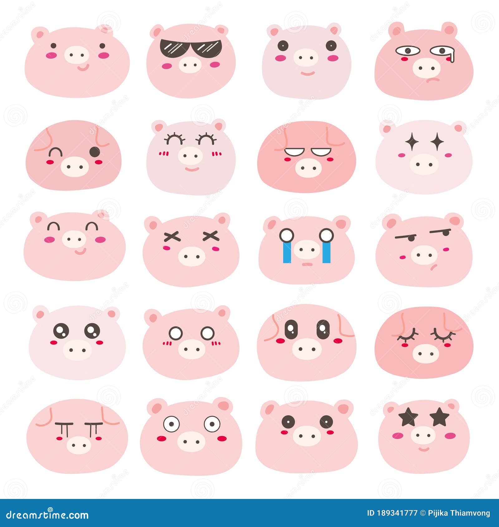 Set Of Emoticons. Cute Emoji Icons. Big Collection With Different ...