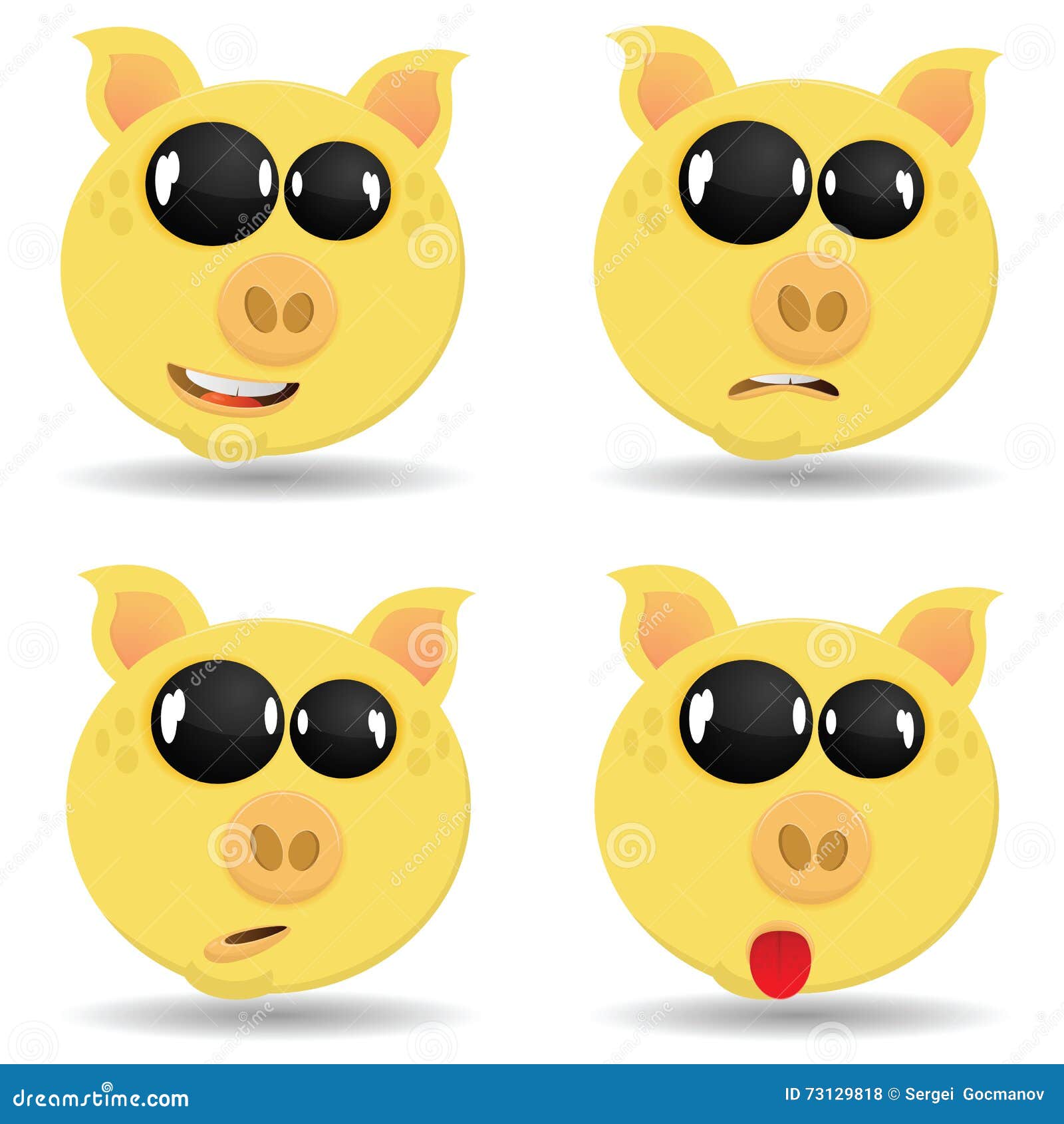 Set Pigs with Different Emotions . Stock Vector - Illustration of ...