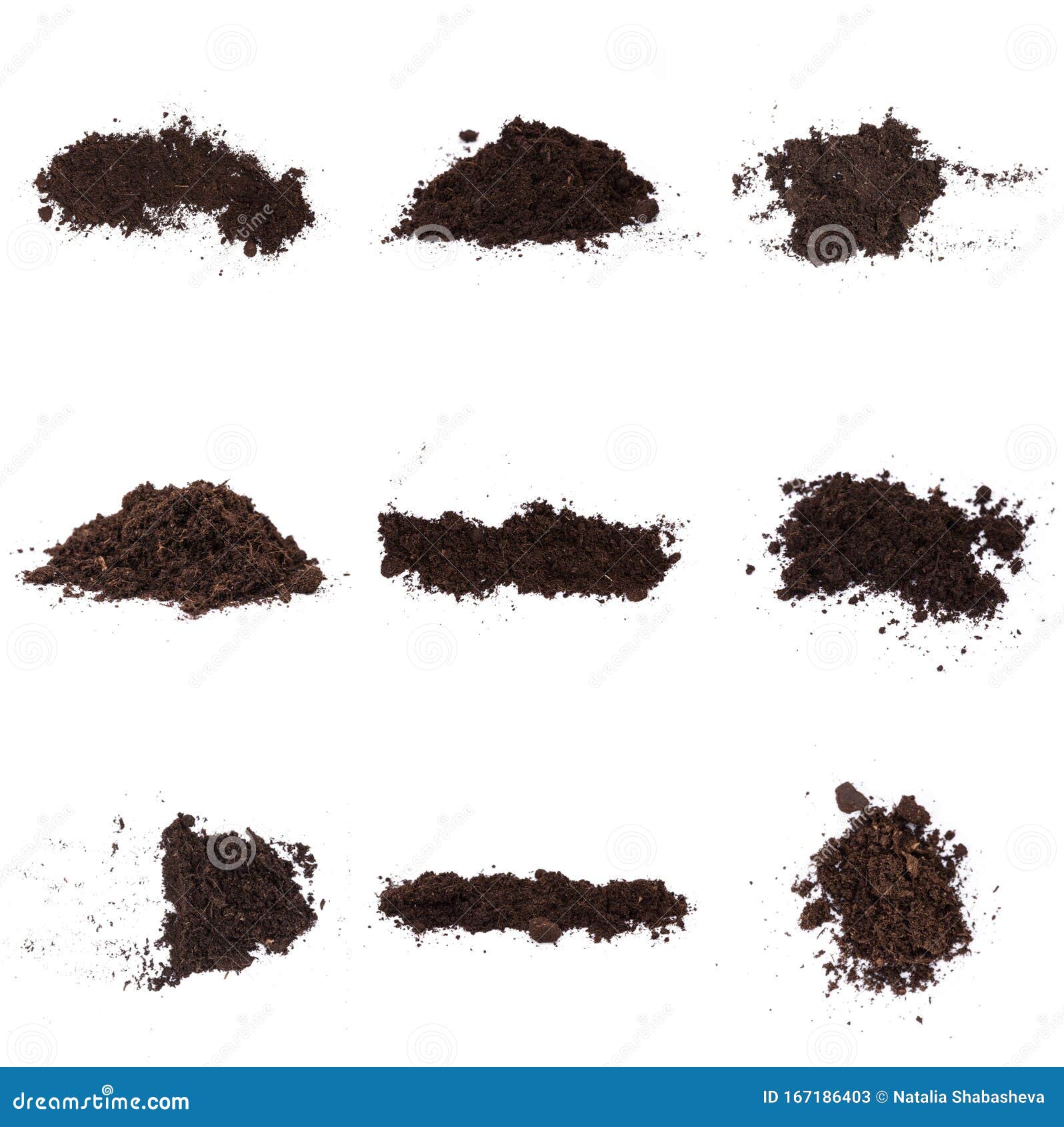 Set of Pile of Humus Soil Isolated on White Background Stock Image ...