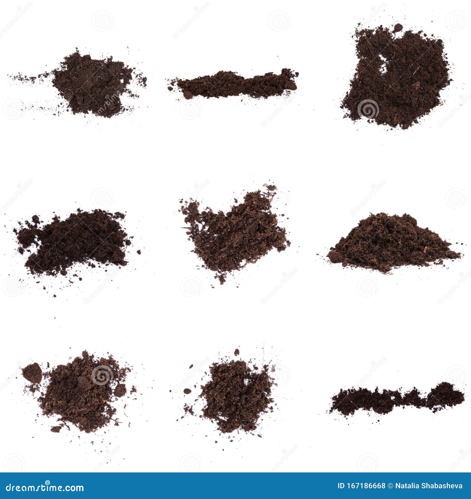 Set of Pile of Humus Soil Isolated on White Background Stock Photo ...