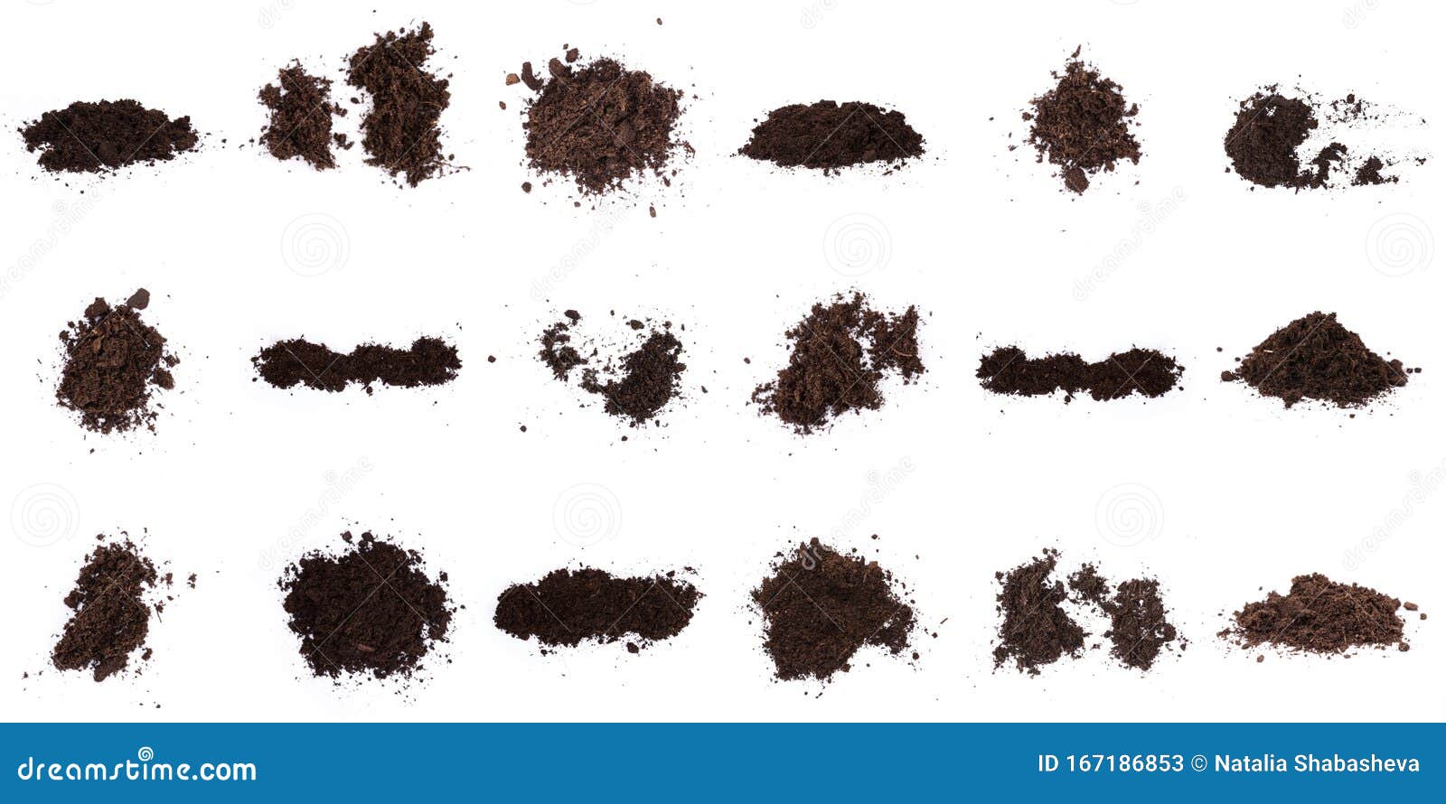 Set of Pile of Humus Soil Isolated on White Background Stock Image ...