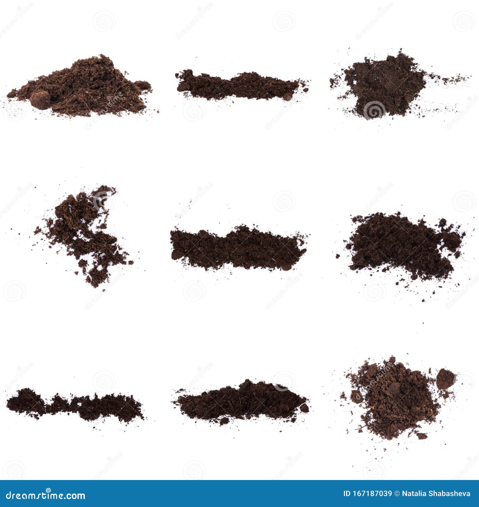 Set of Pile of Humus Soil Isolated on White Background Stock Image ...