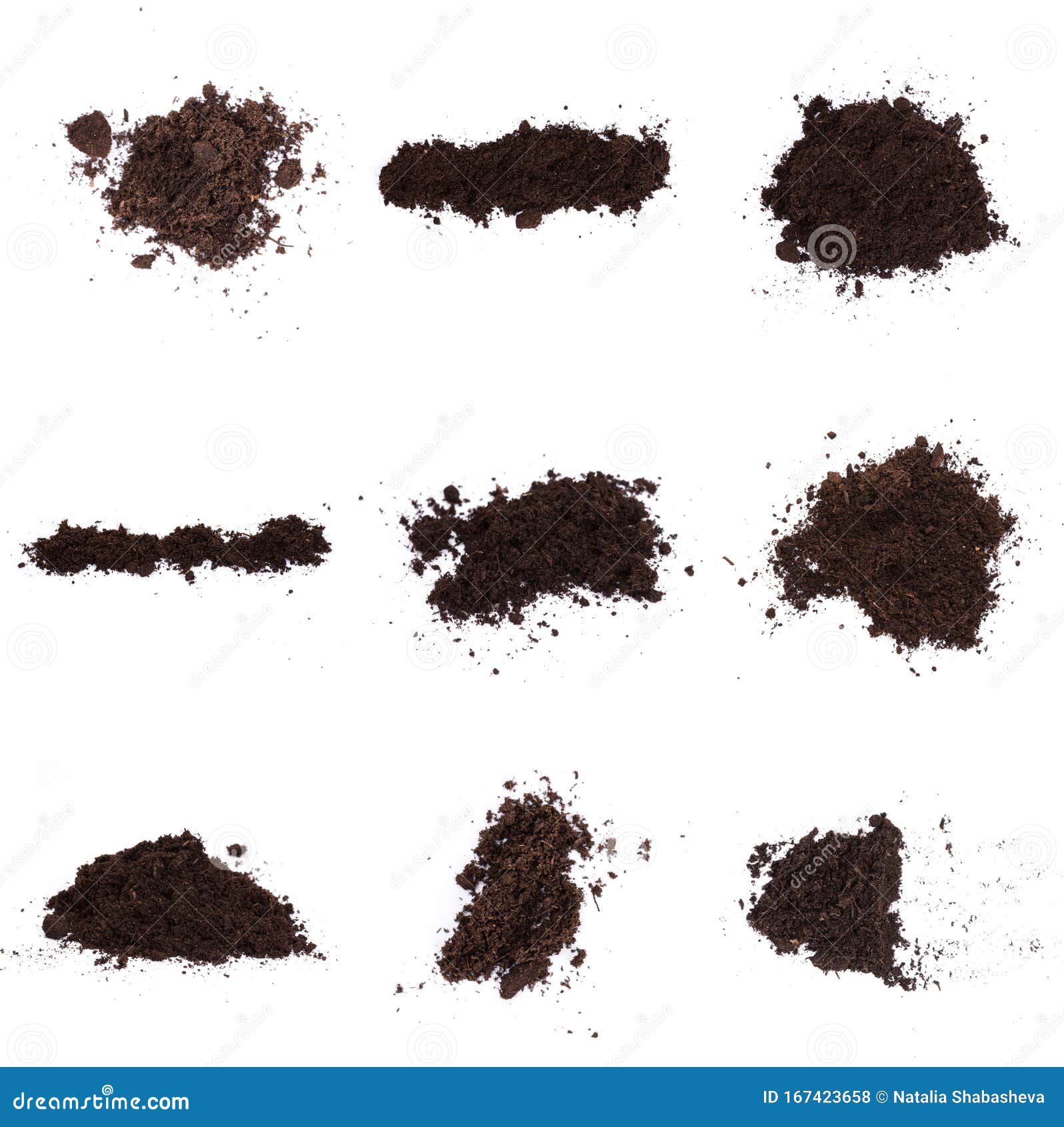 Set of Pile of Humus Soil Isolated on White Background Stock Photo ...