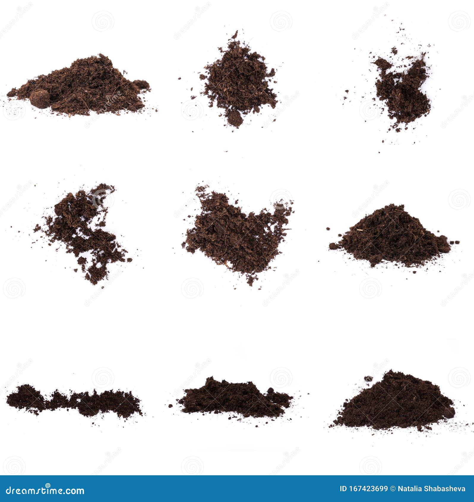 Set of Pile of Humus Soil Isolated on White Background Stock Image ...
