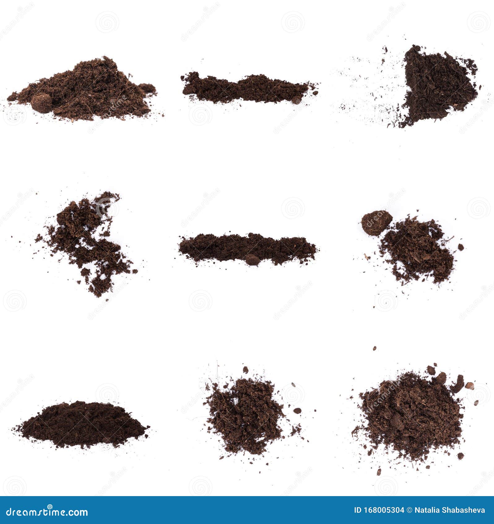 Set of Pile of Humus Soil Isolated on White Background Stock Photo ...