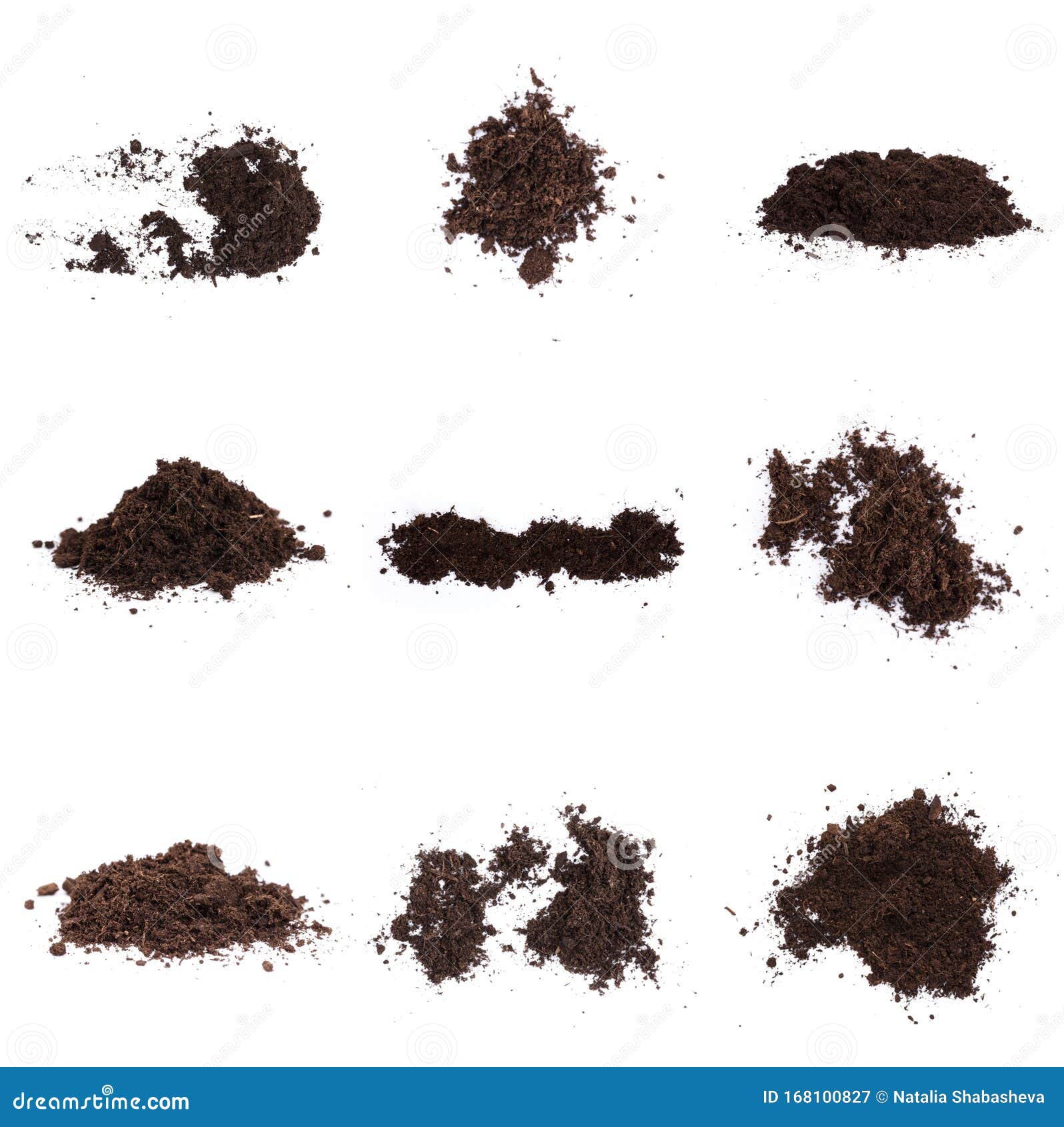 Set of Pile of Humus Soil Isolated on White Background Stock Image ...