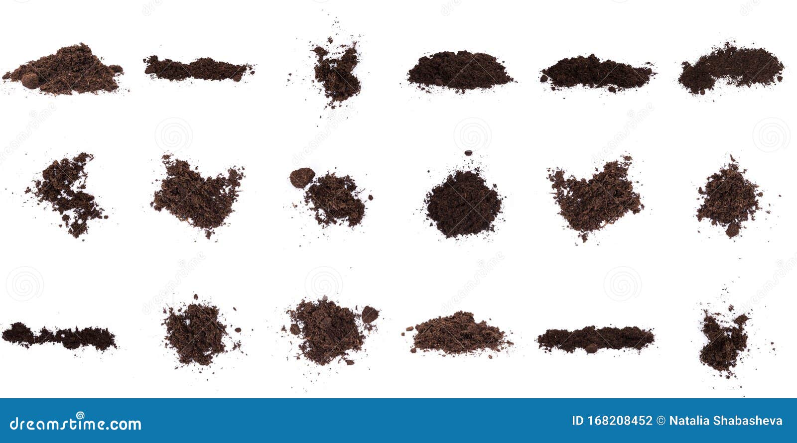 Set of Pile of Humus Soil Isolated on White Background Stock Photo ...