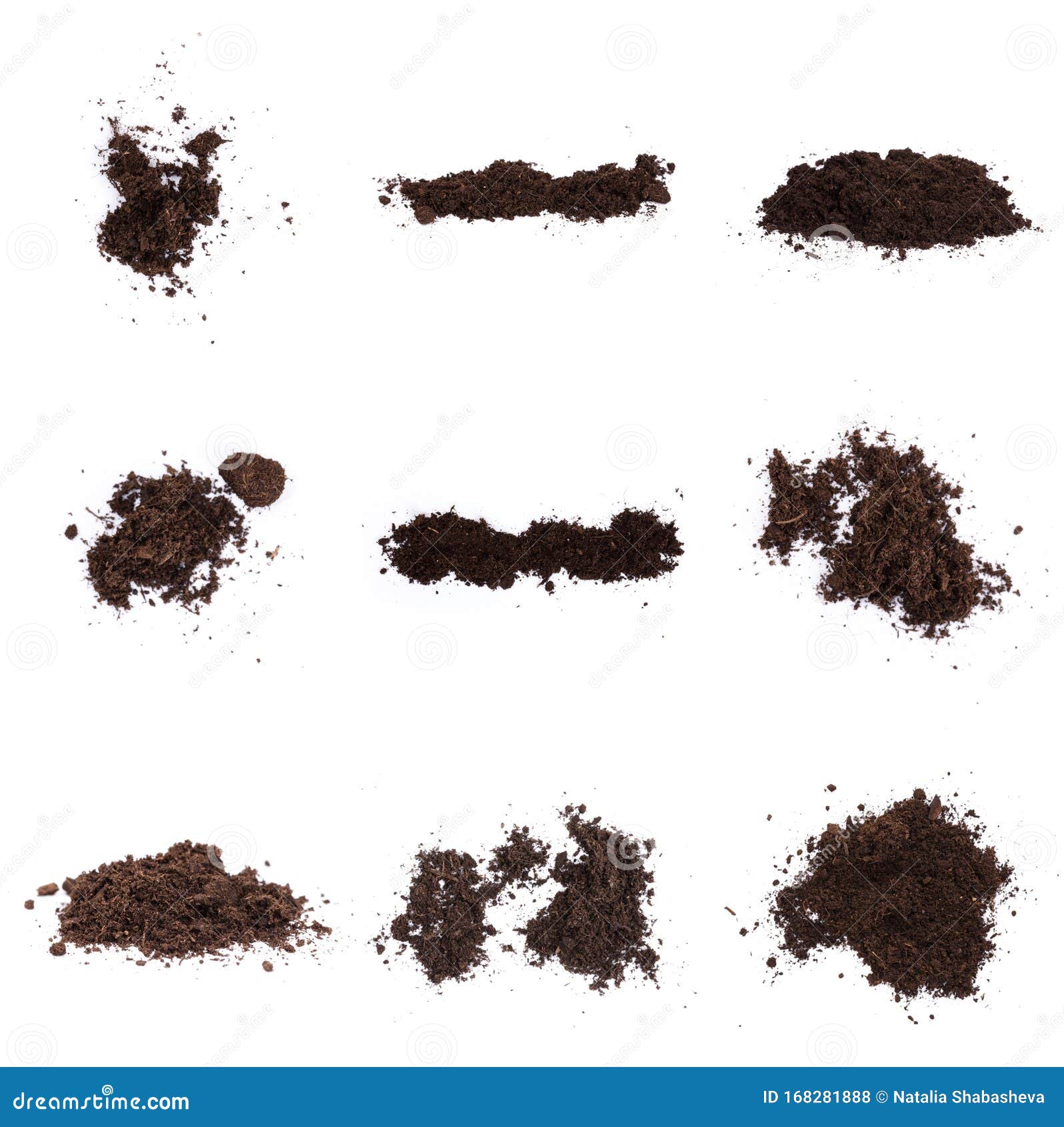 Set of Pile of Humus Soil Isolated on White Background Stock Photo ...