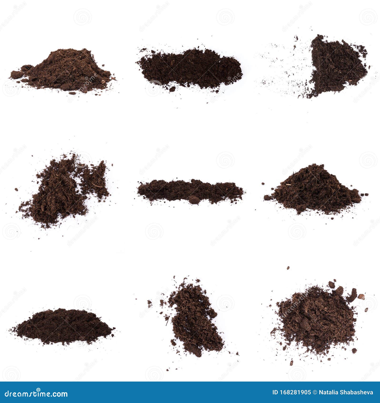 Set of Pile of Humus Soil Isolated on White Background Stock Image ...