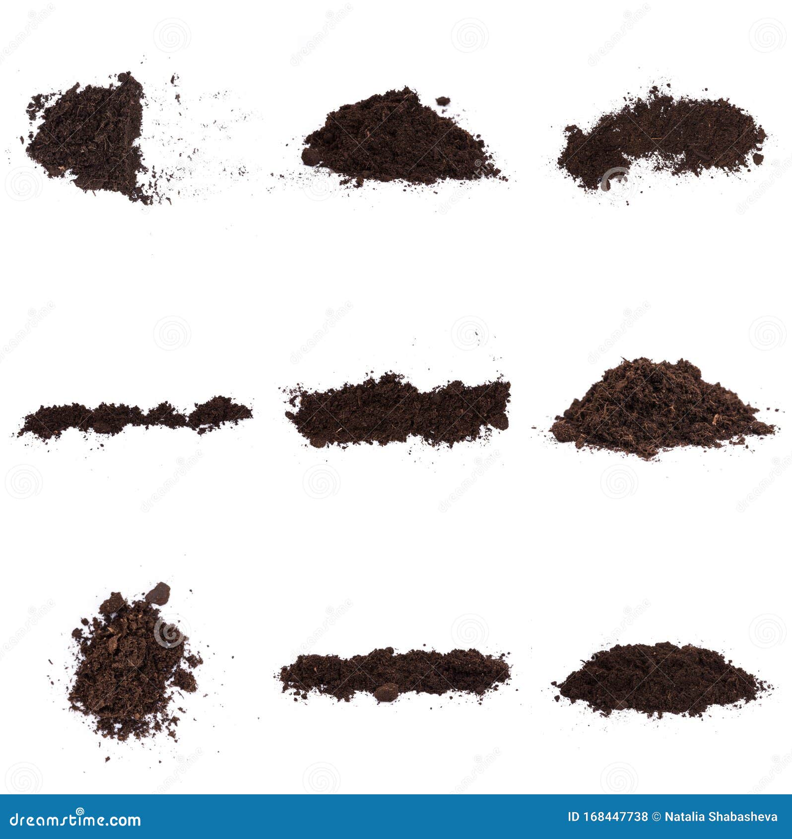 Set of Pile of Humus Soil Isolated on White Background Stock Photo ...