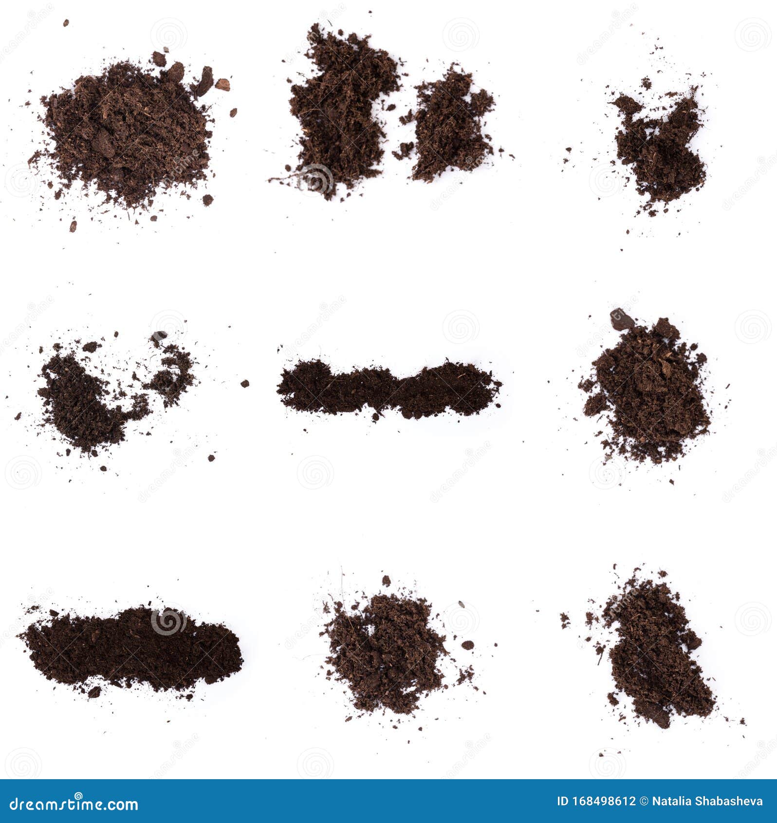 Set of Pile of Humus Soil Isolated on White Background Stock Photo ...