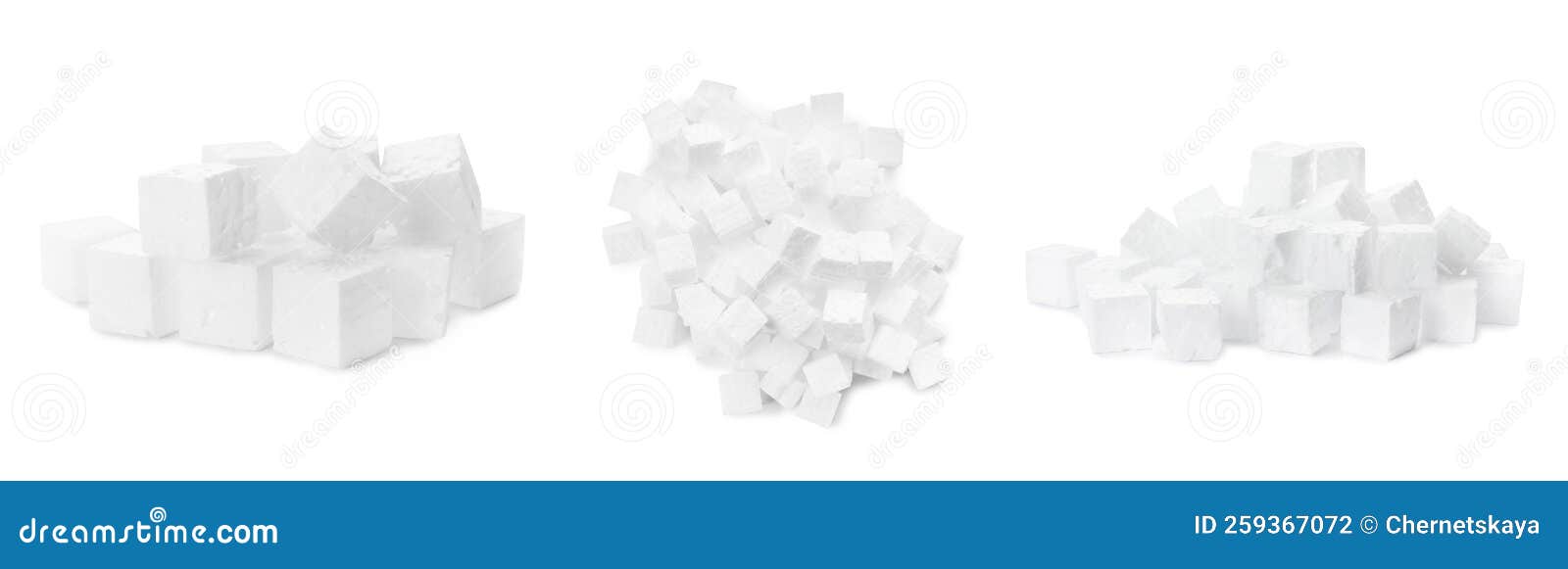 Set with Piles of Styrofoam Cubes on White Background. Banner Design ...