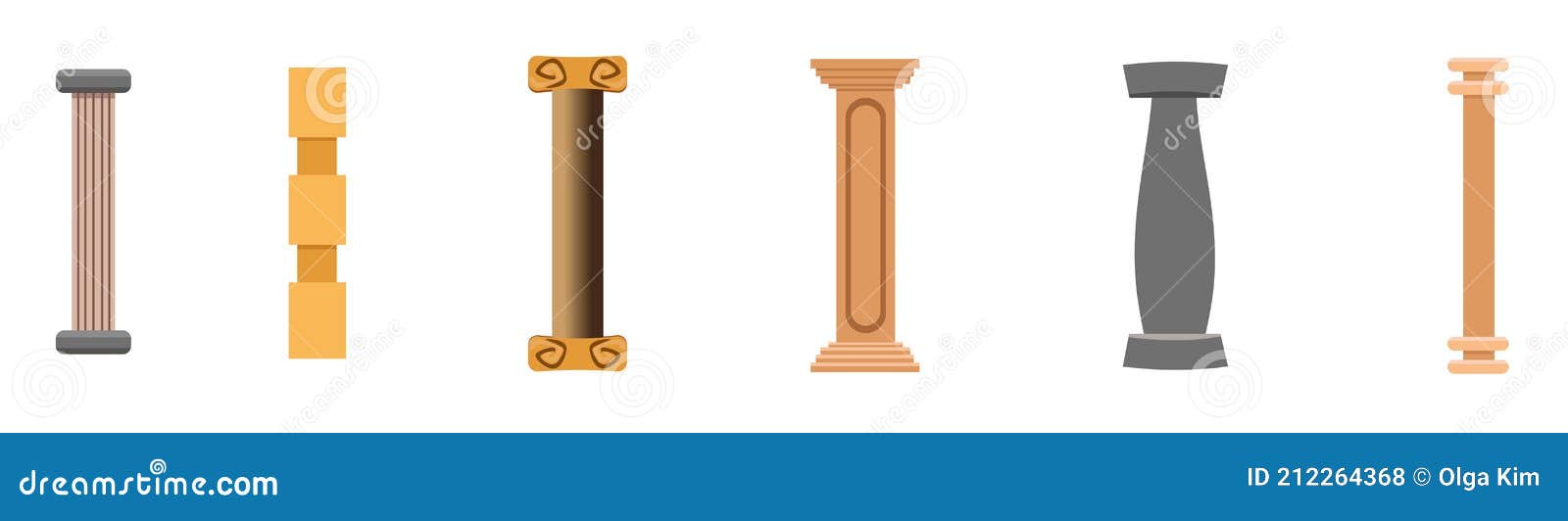 A Set of Pillars for Design Stock Vector - Illustration of exterior ...