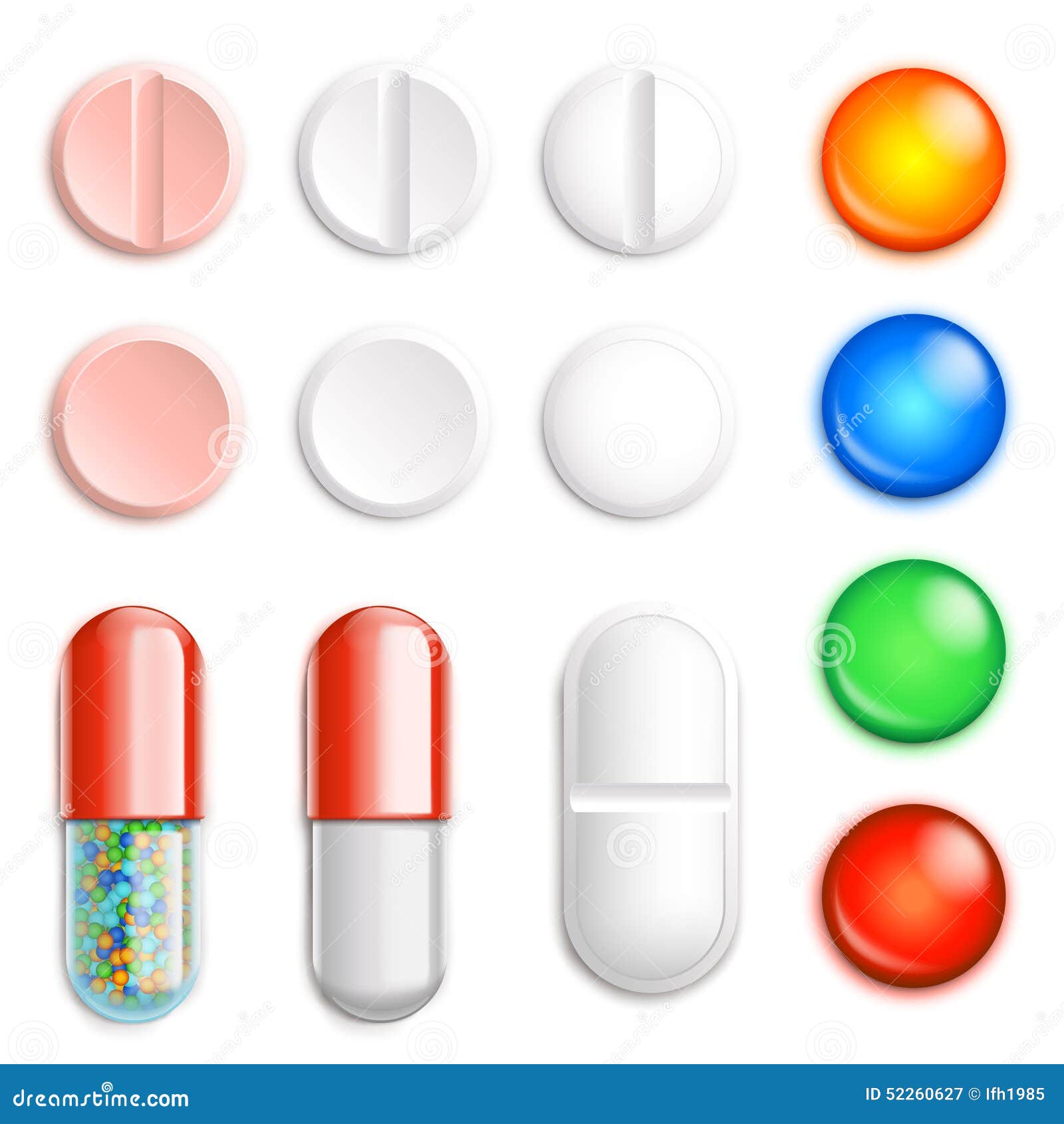 Set pills stock vector. Illustration of heal, addiction - 52260627