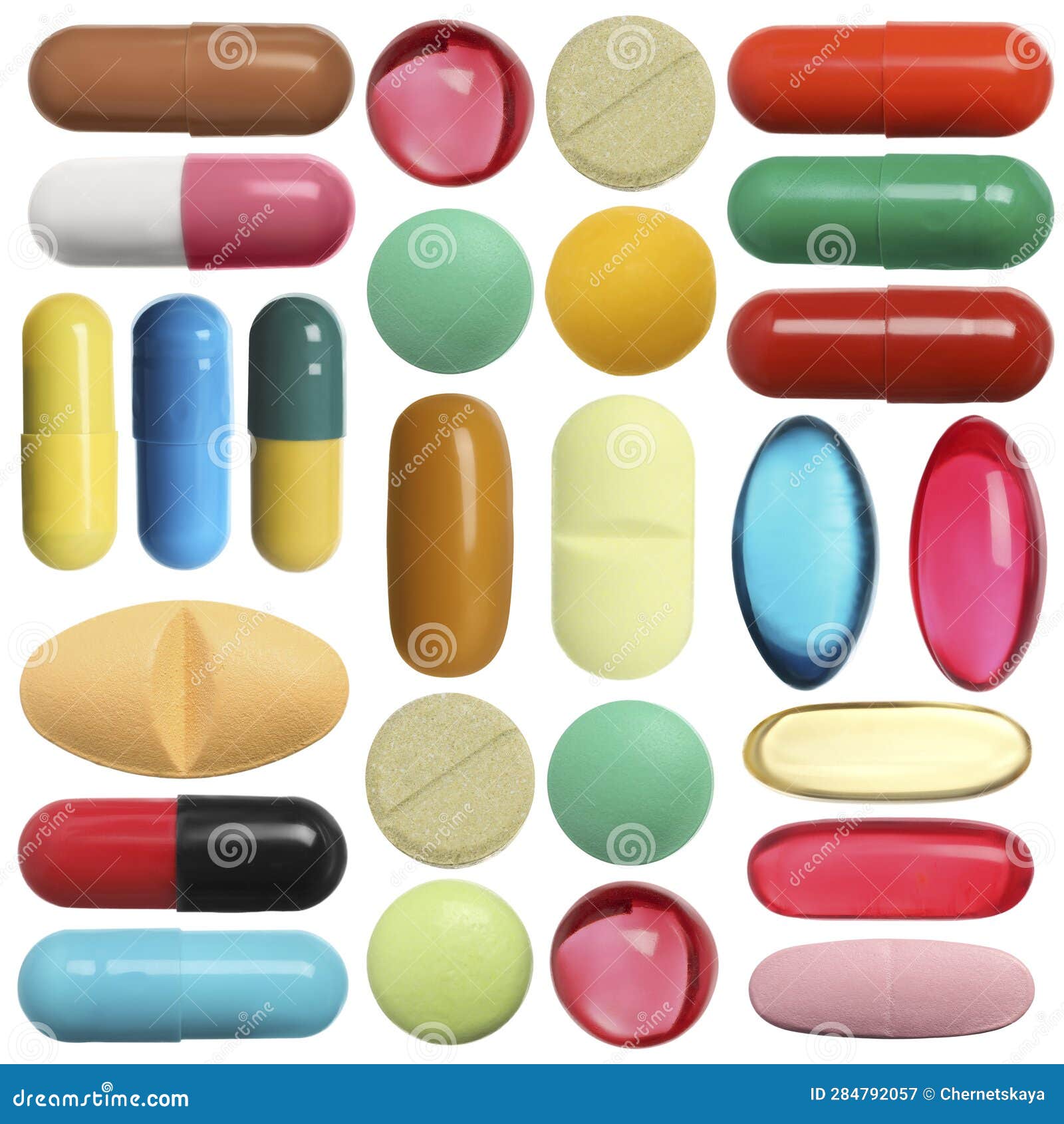 Set of Different Pills Isolated on White Stock Image - Image of dose ...