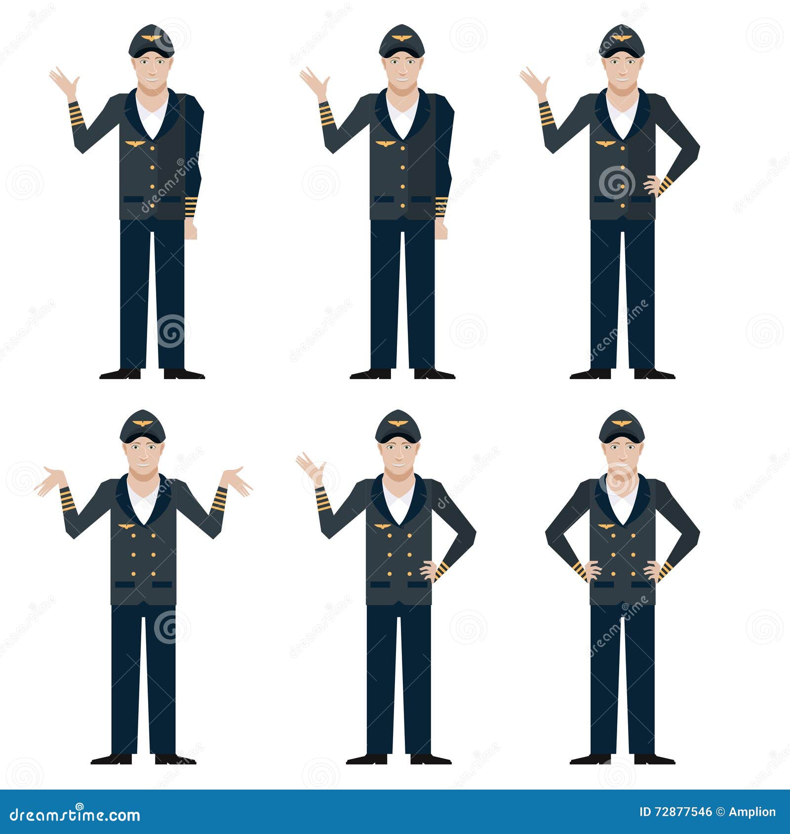 Pilot Icons Set. Flat Design, Linear And Color Styles. Parachute ...