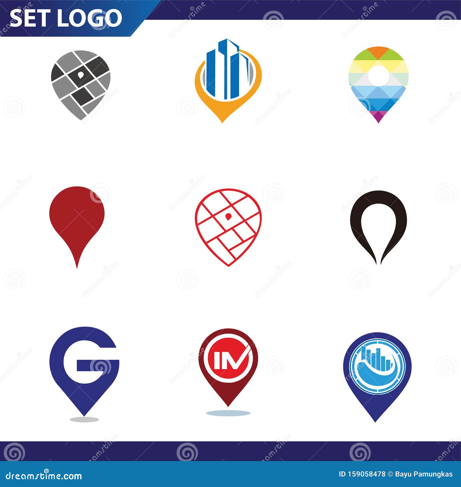 Pin Locations Vector Logo Design Template Elements Collection Stock ...